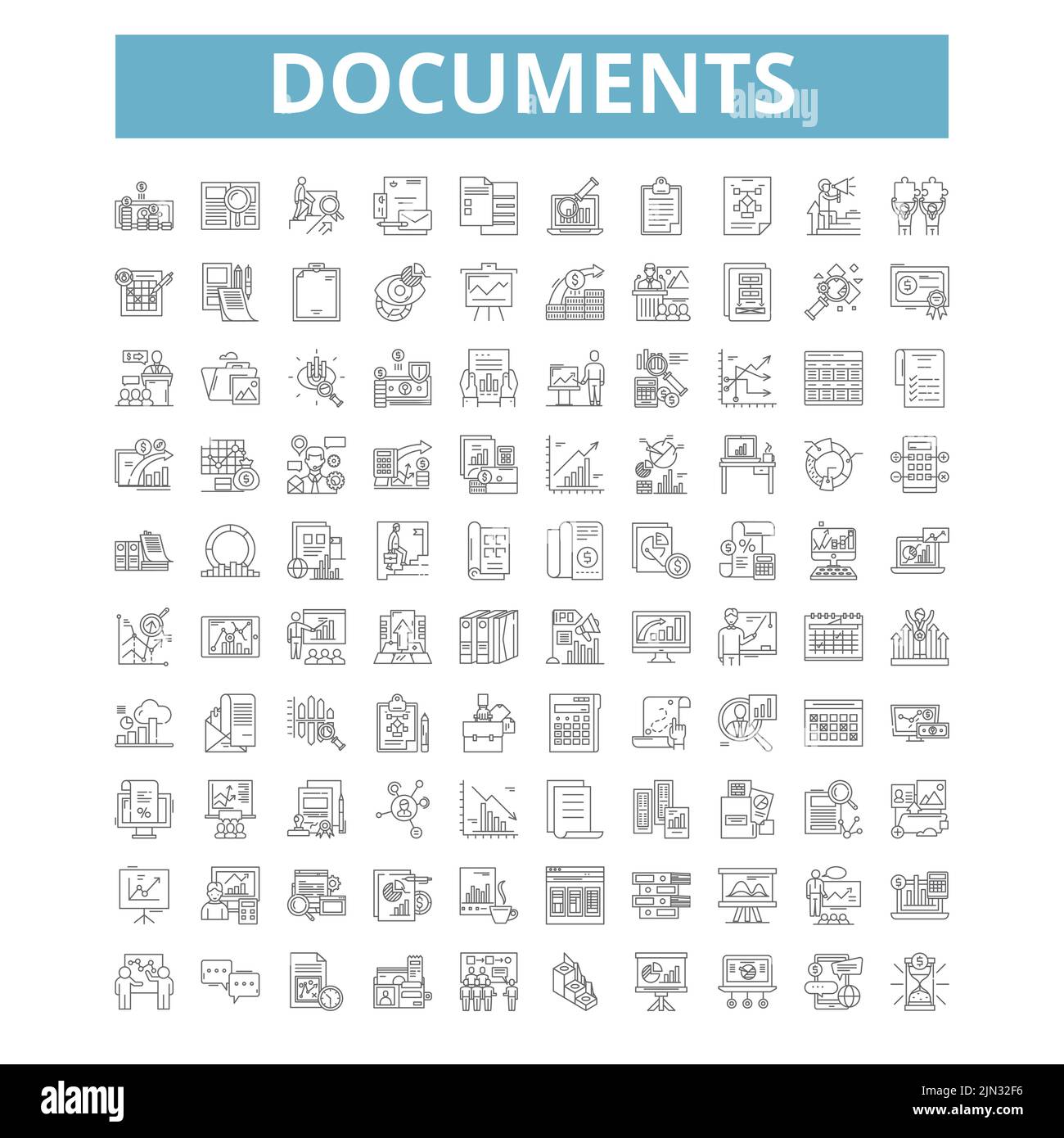 Documents icons, line symbols, web signs, vector set, isolated illustration Stock Vector Image ...