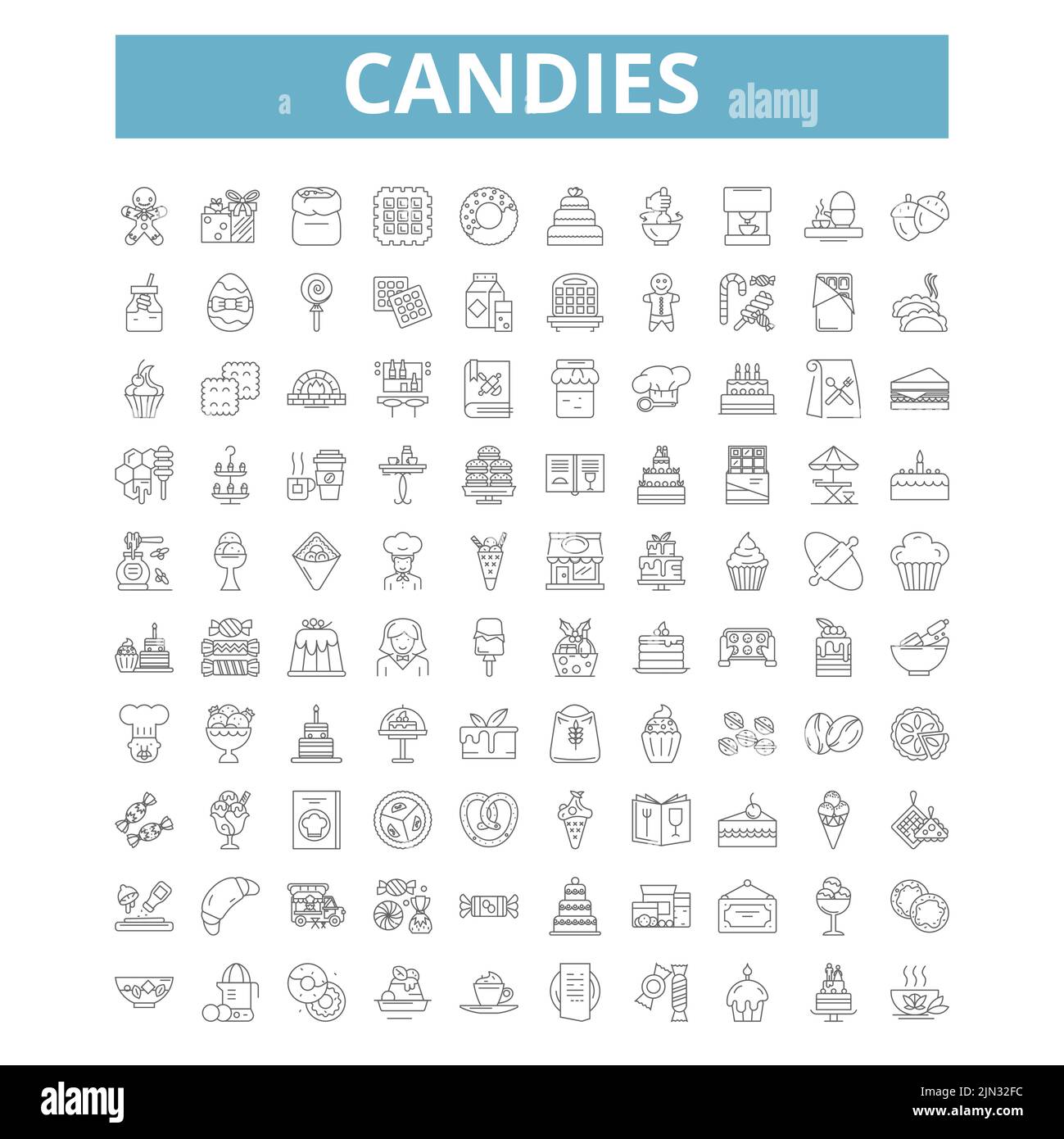 Candies icons, line symbols, web signs, vector set, isolated illustration Stock Vector Image ...