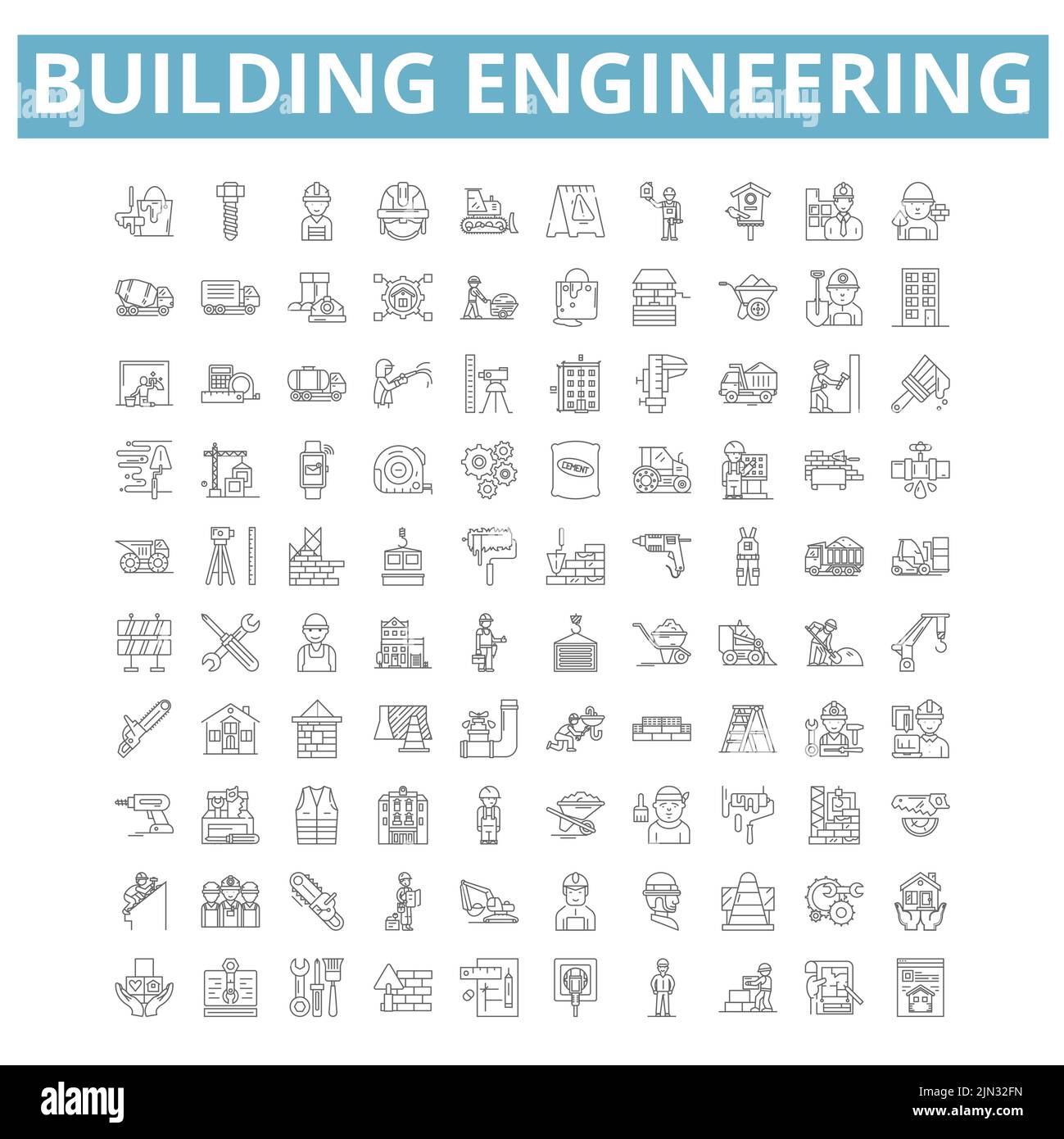 Building engineering icons, line symbols, web signs, vector set, isolated illustration Stock ...
