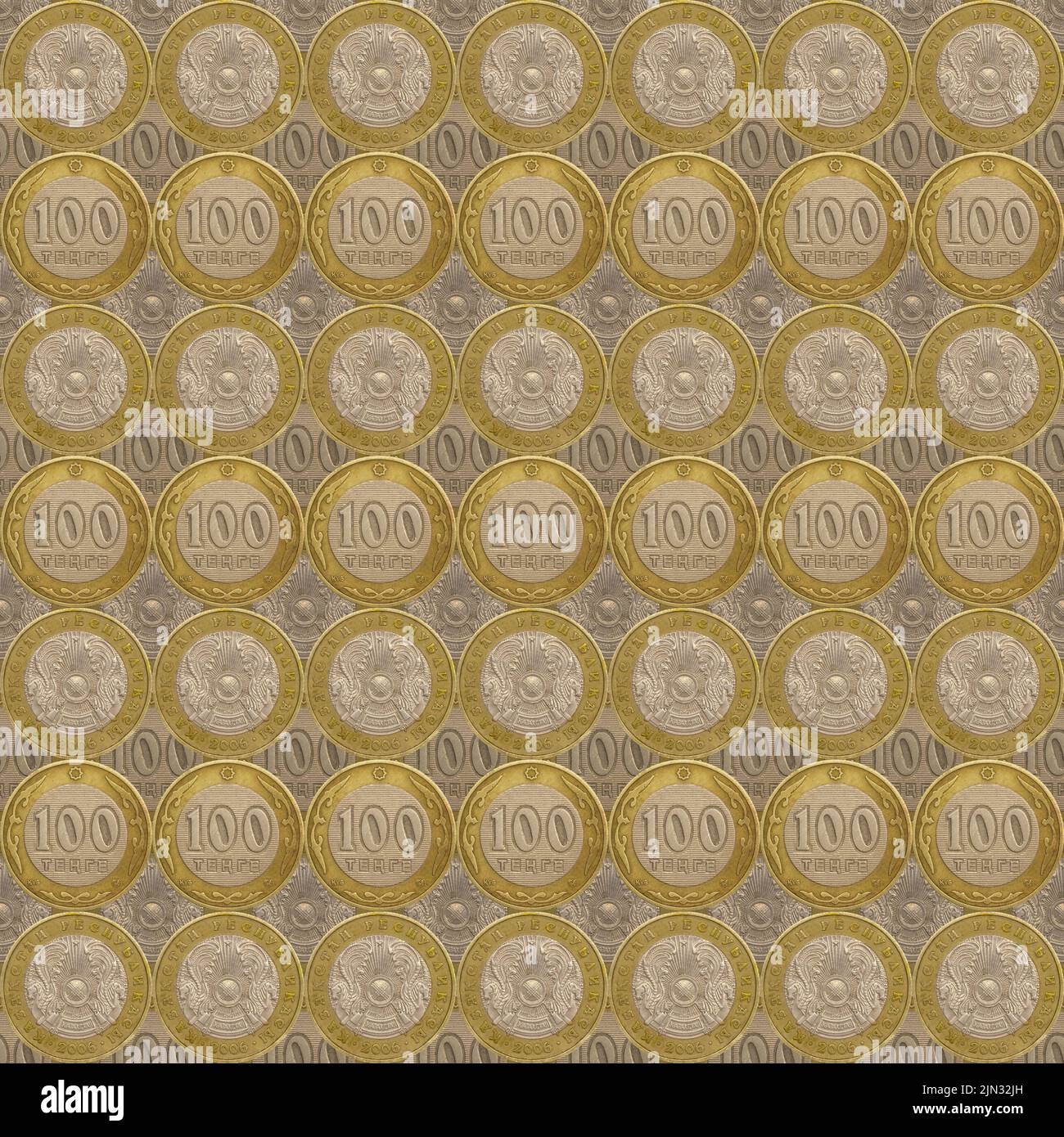 100 Kazakhstani tenge coin. Background from coins. Full frame shot of ...