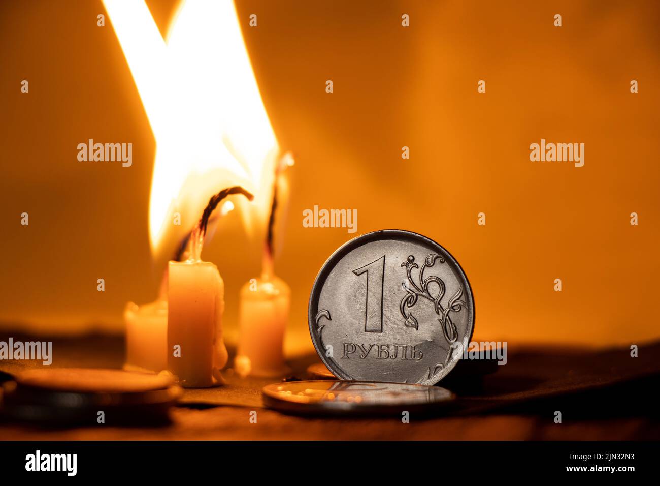 Russian rubles near the candle flame. Financial sanctions against ...