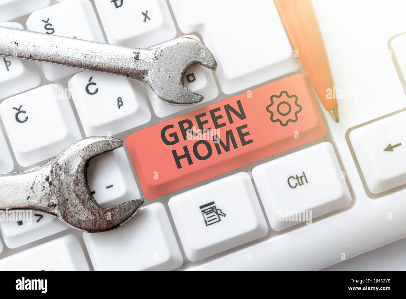 Handwriting text Green Home, Concept meaning An area filled with plants ...