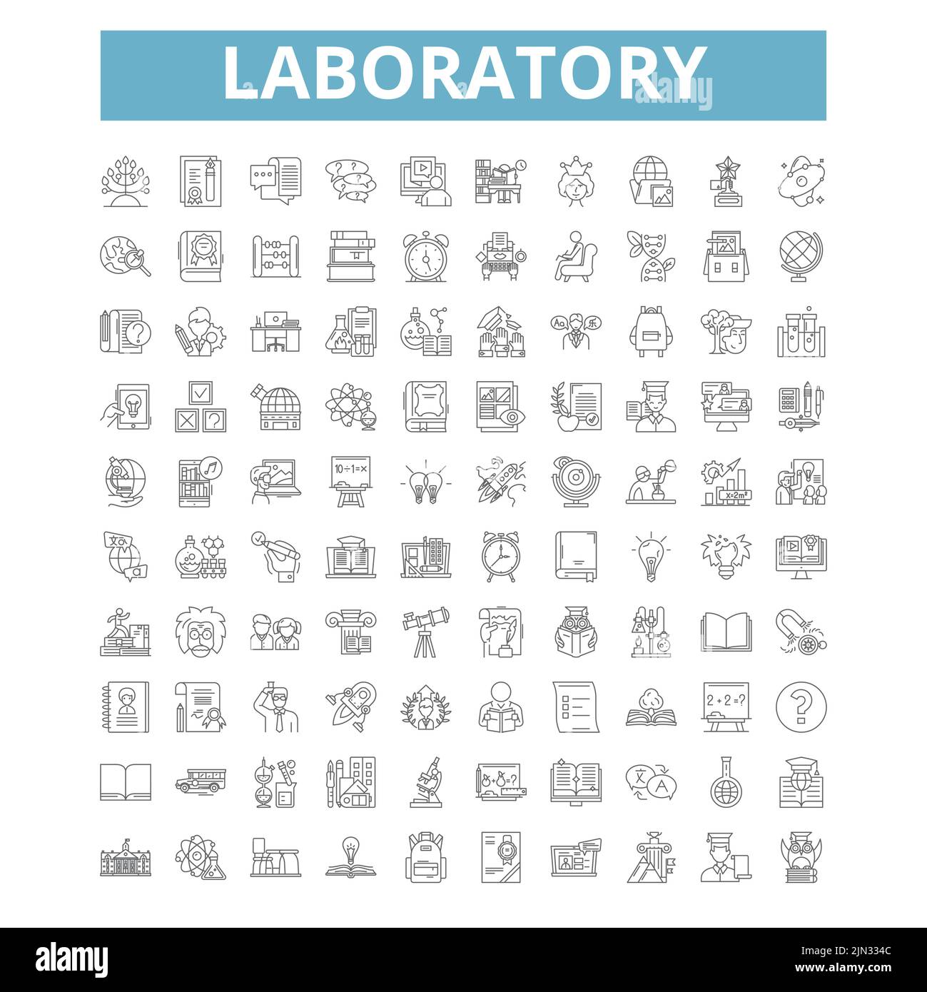 Laboratory icons, line symbols, web signs, vector set, isolated ...