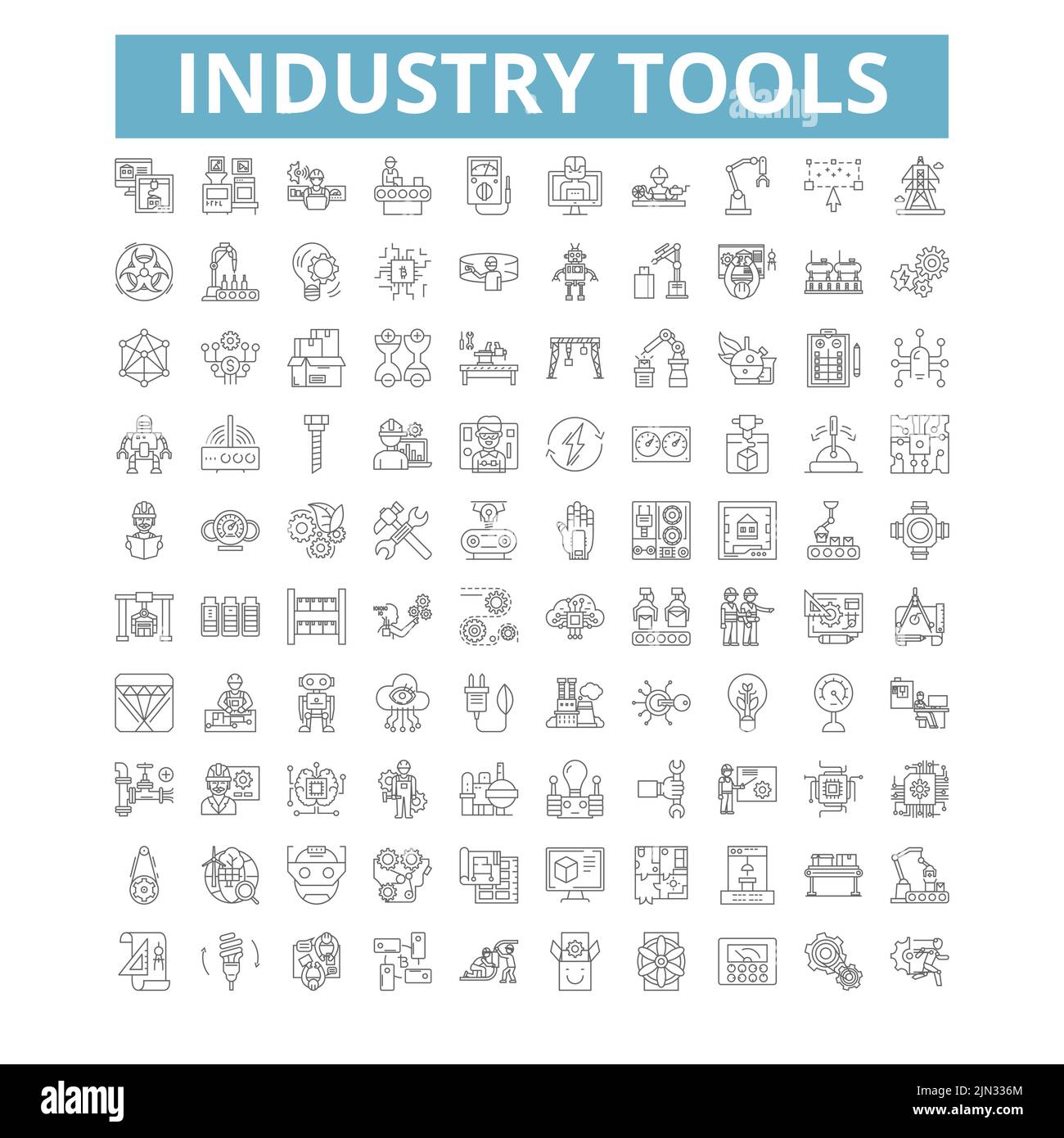 Industry tools icons, line symbols, web signs, vector set, isolated ...