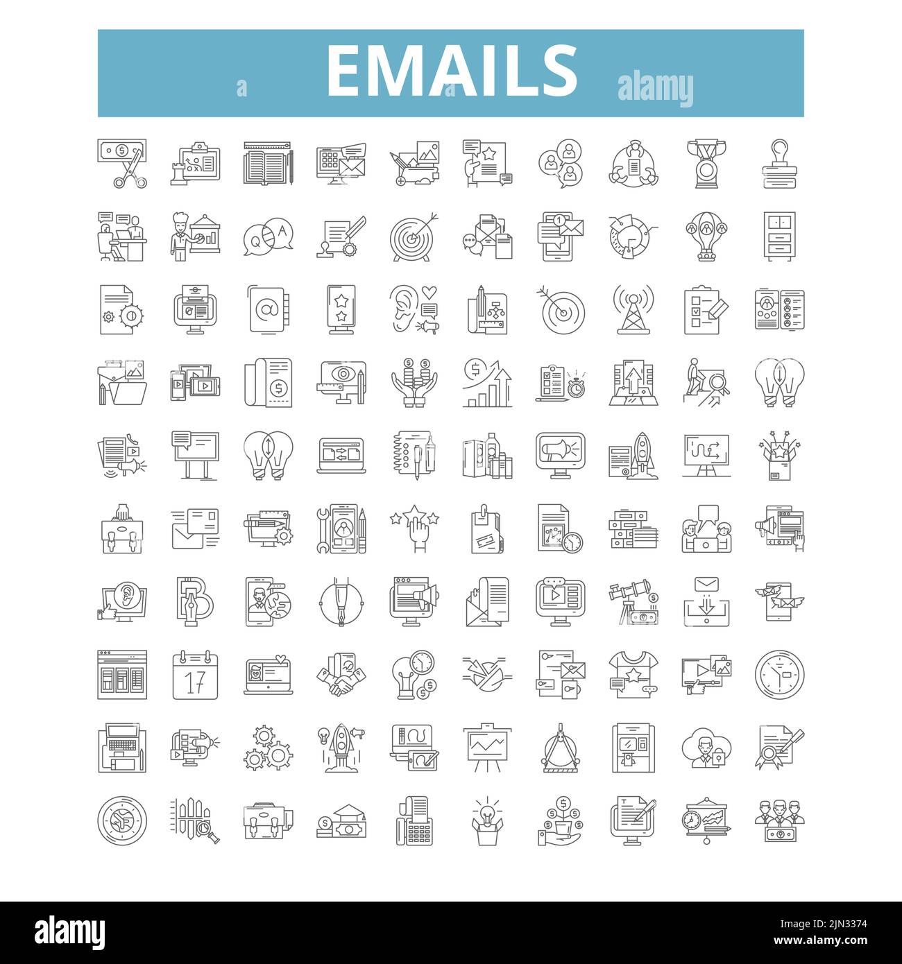 Emails icons, line symbols, web signs, vector set, isolated ...