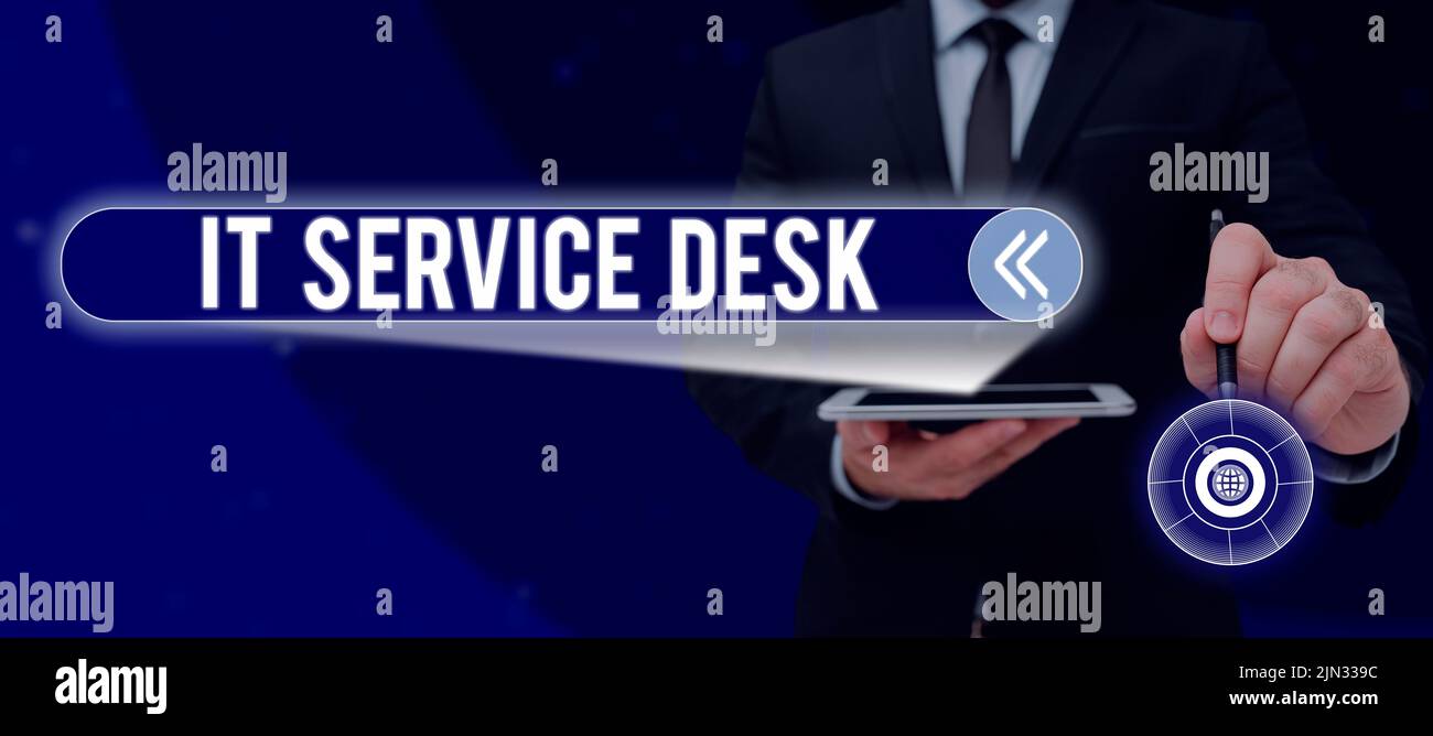 Handwriting text It Service Desk. Concept meaning Technological support ...