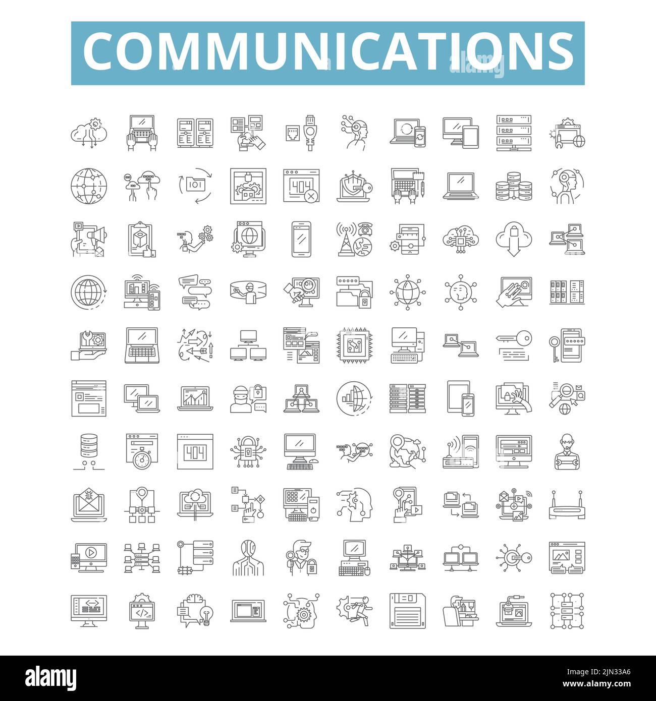 Communication set icons, line symbols, web signs, vector set, isolated illustration Stock Vector ...