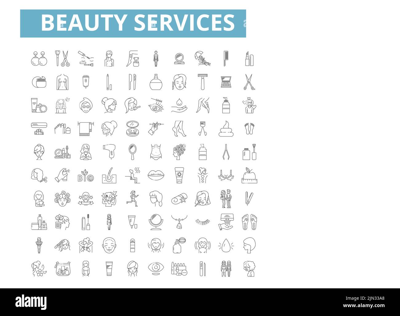 Beauty services icons, line symbols, web signs, vector set, isolated ...