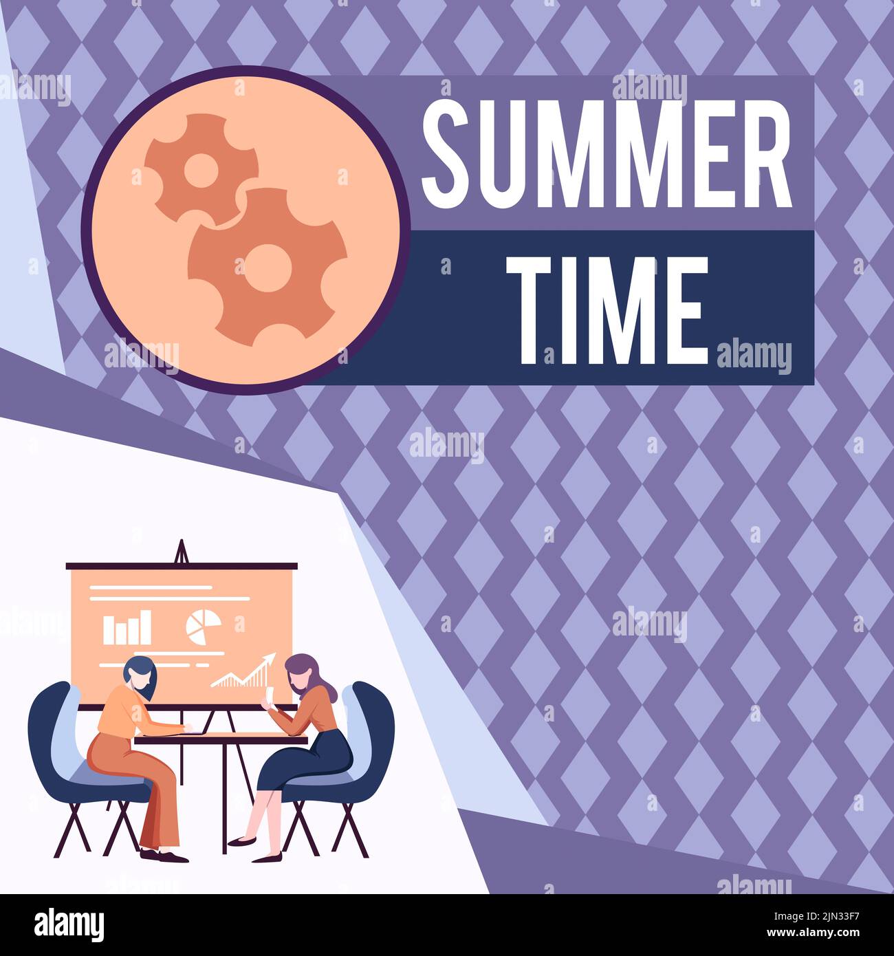 Sign displaying Summer Time, Word for Longer daylight Tropical season ...