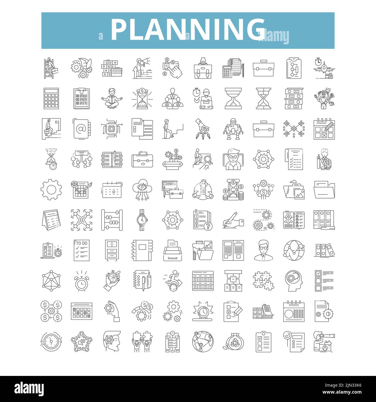 Planning icons, line symbols, web signs, vector set, isolated illustration Stock Vector Image ...