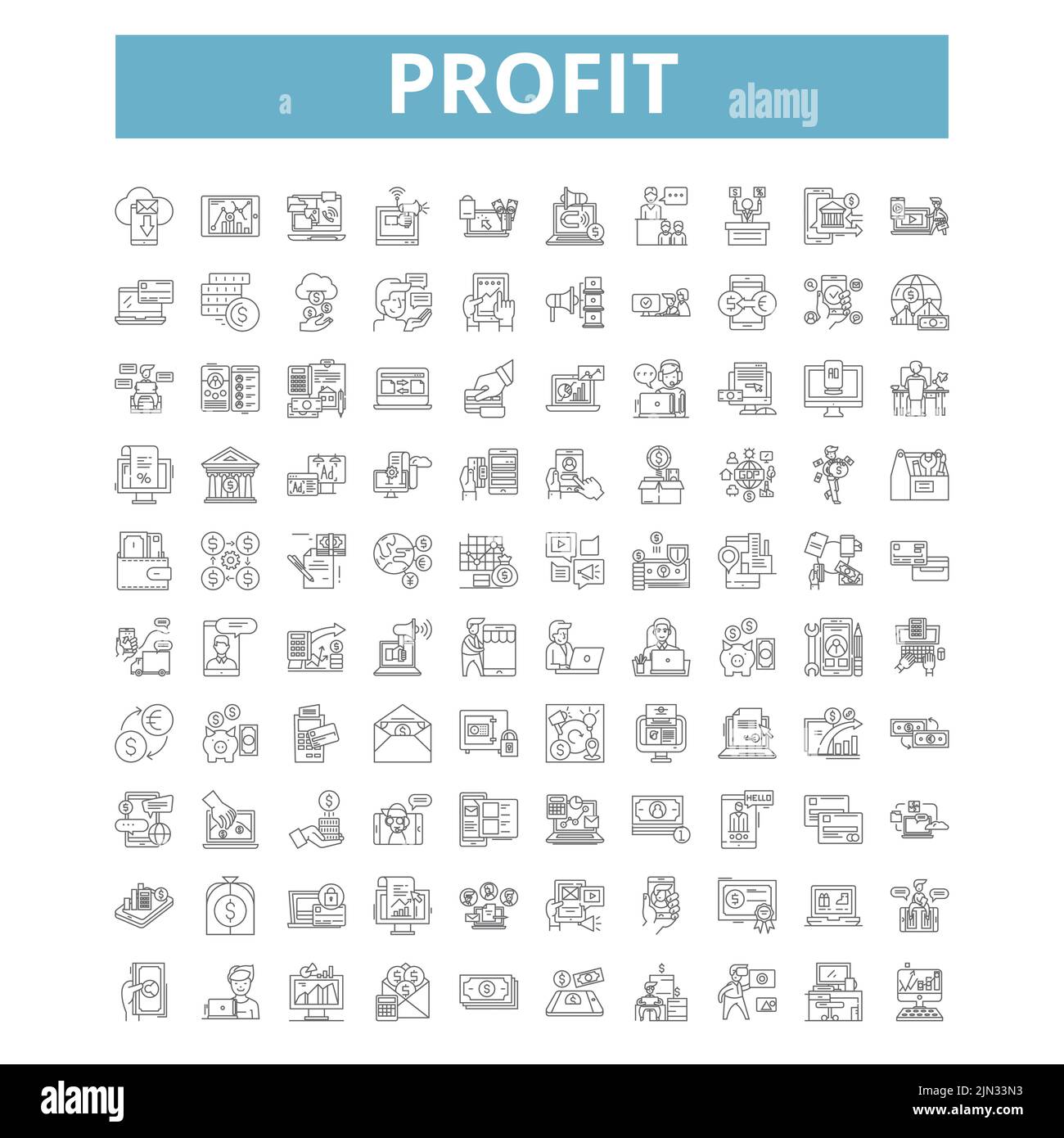 Profit icons, line symbols, web signs, vector set, isolated ...
