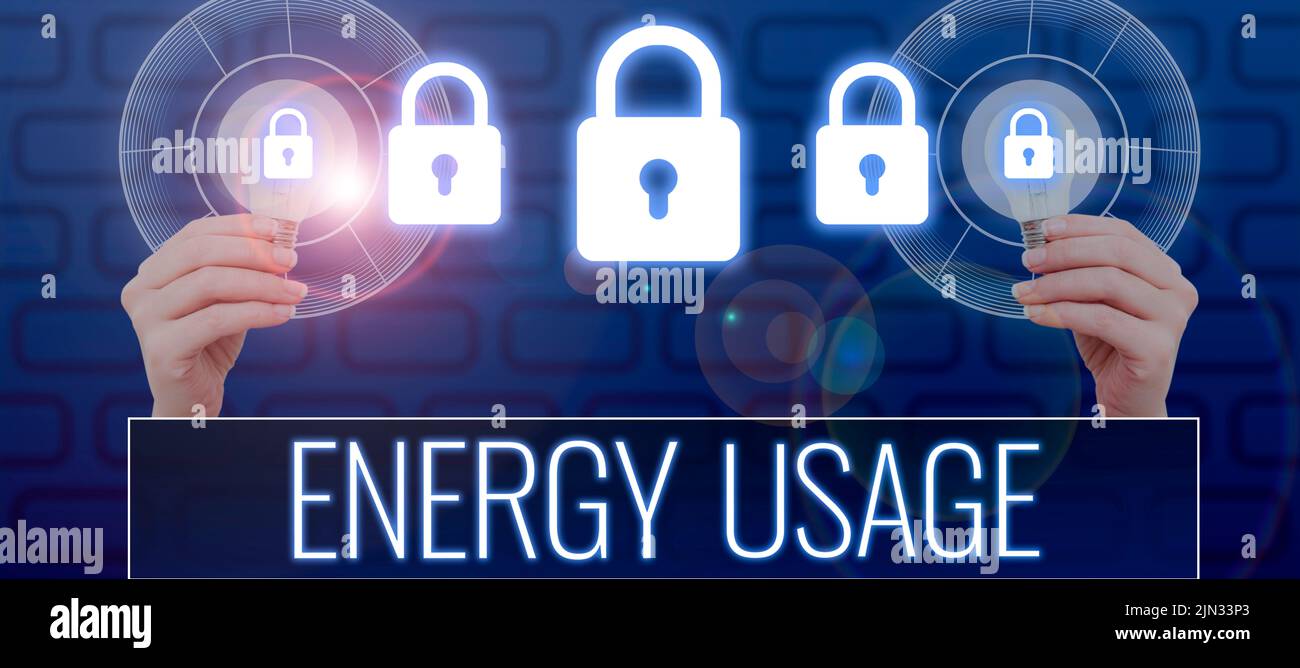 Text sign showing Energy Usage. Business showcase Amount of energy ...