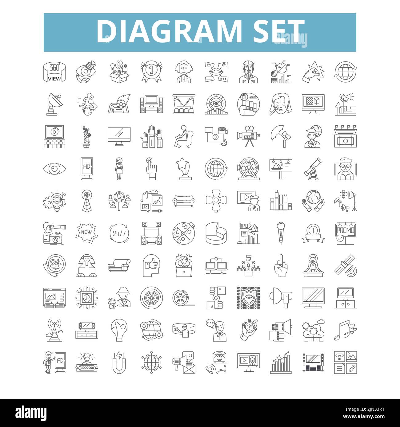 Diagram set icons, line symbols, web signs, vector set, isolated illustration Stock Vector Image ...
