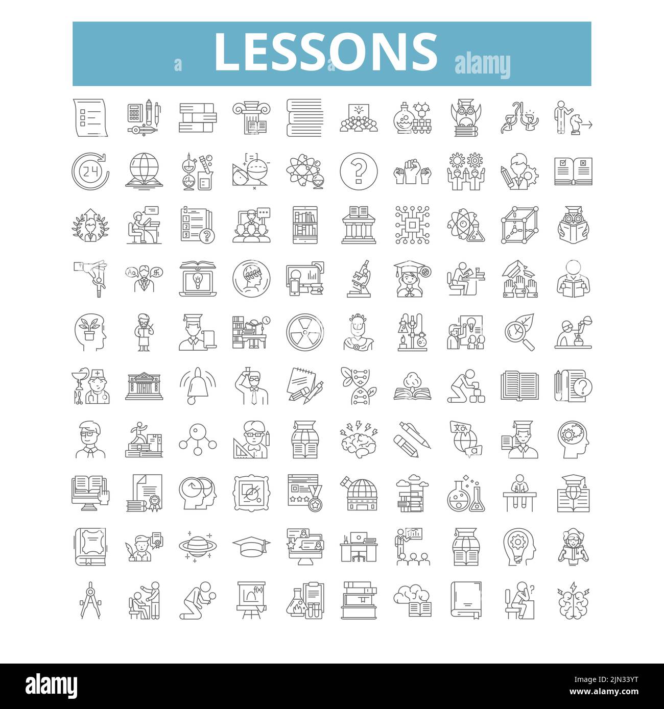 Lessons icons, line symbols, web signs, vector set, isolated ...