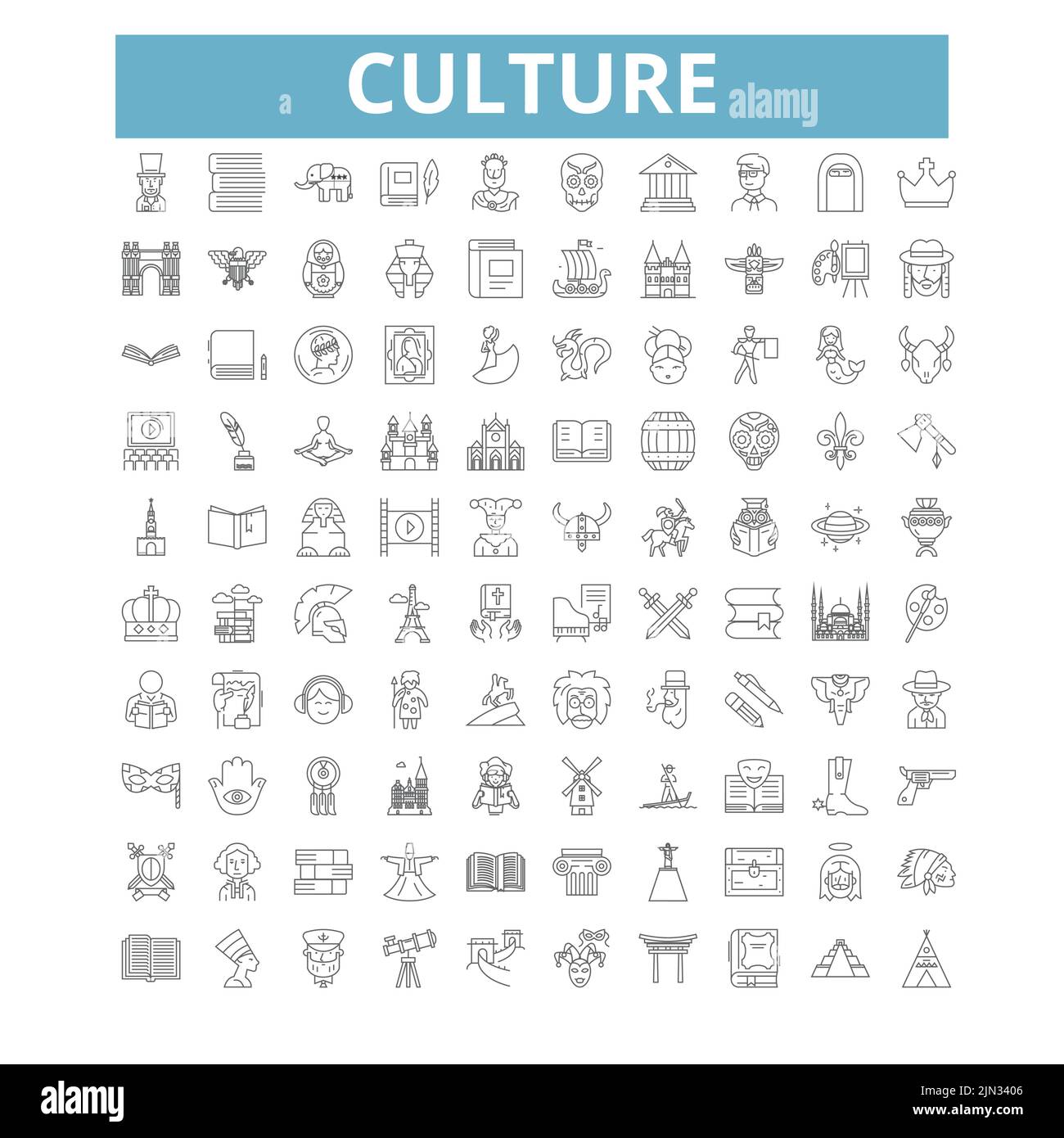Culture icons, line symbols, web signs, vector set, isolated illustration Stock Vector Image ...