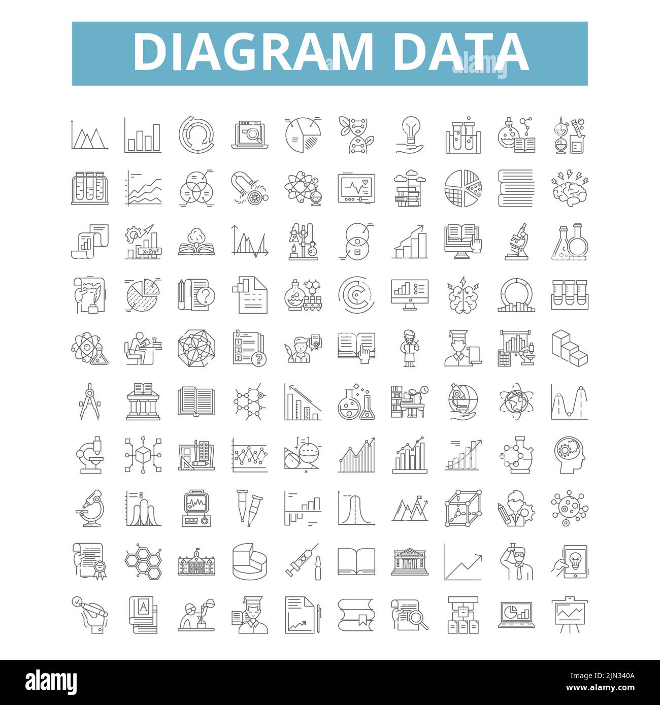 Diagram data icons, line symbols, web signs, vector set, isolated illustration Stock Vector ...