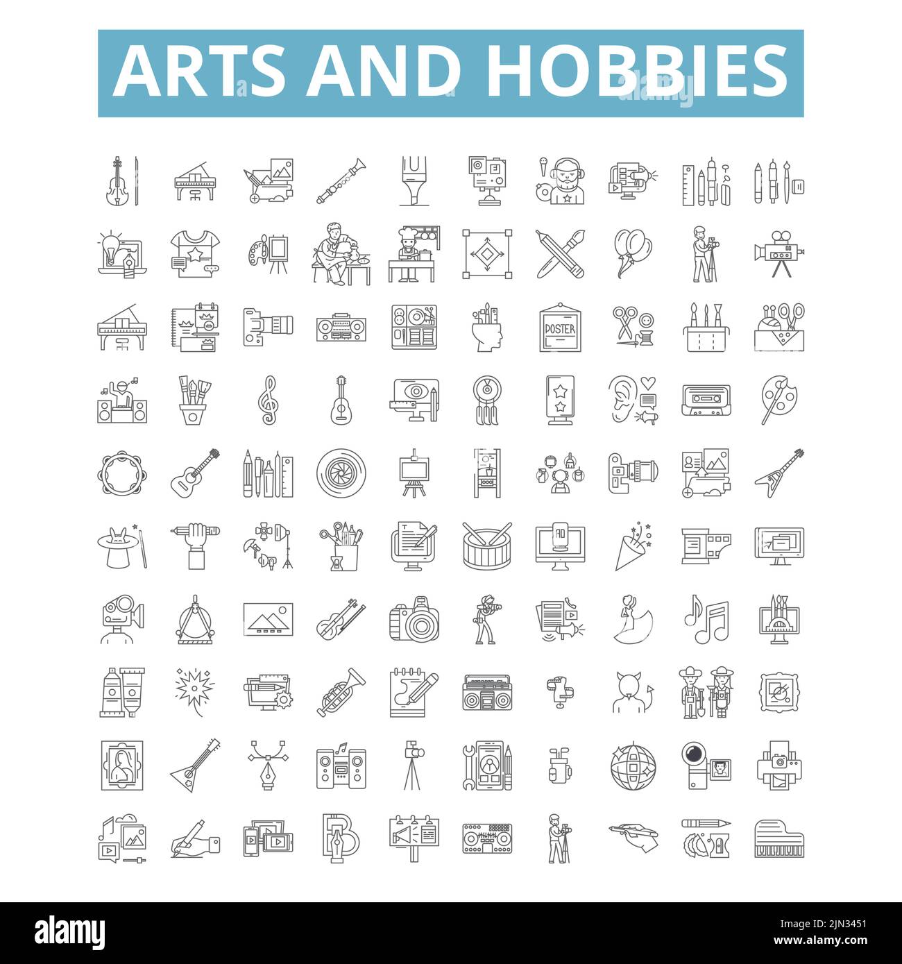 Arts and hobbies icons, line symbols, web signs, vector set, isolated illustration Stock Vector ...