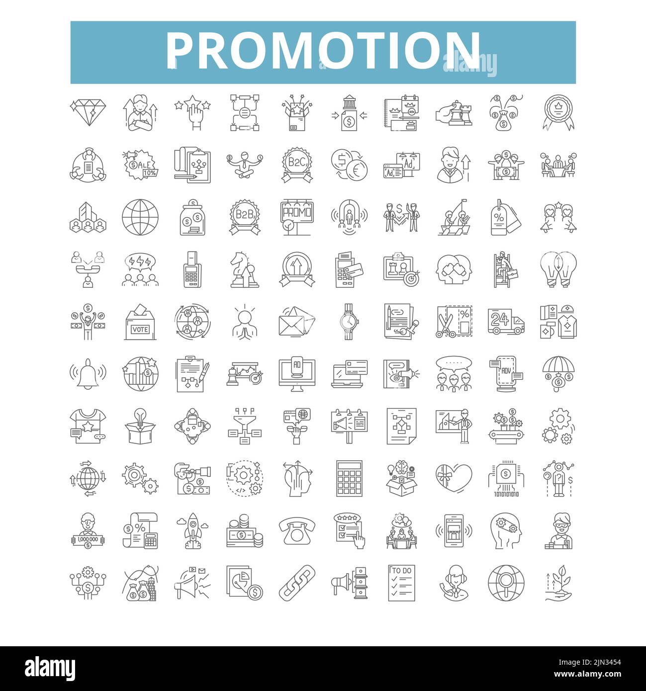 Promotions icons, line symbols, web signs, vector set, isolated ...