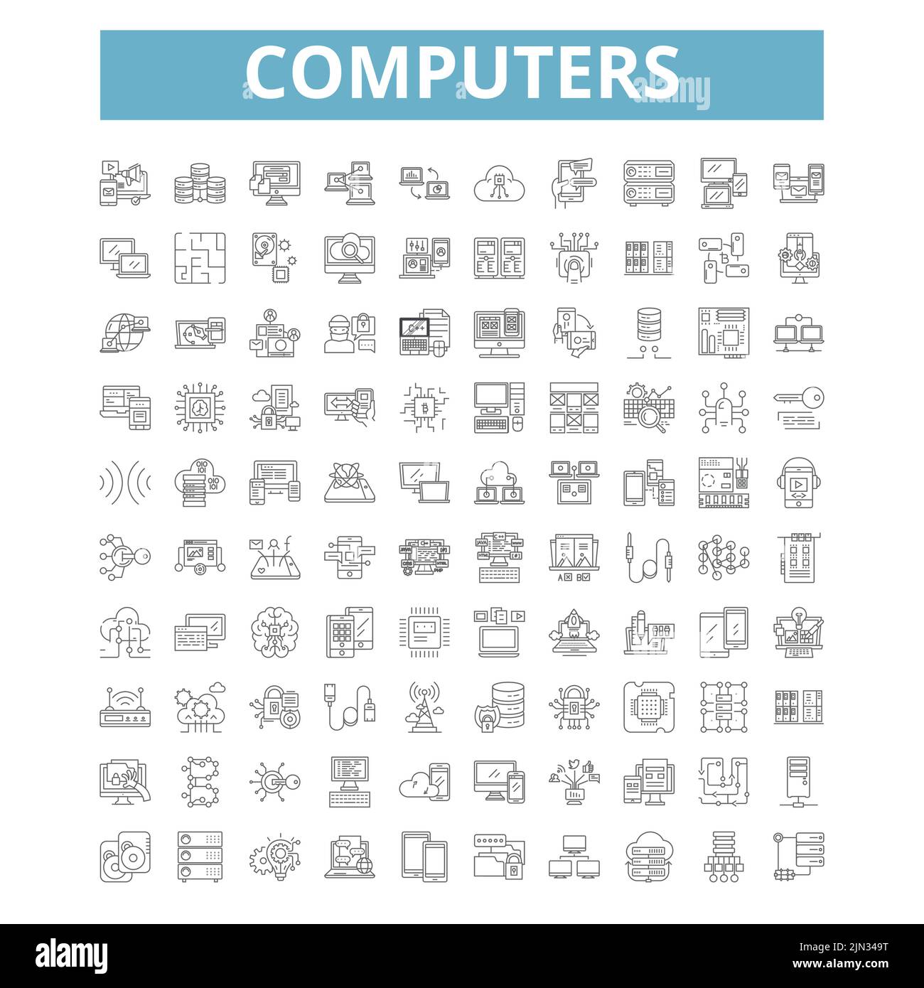 Computers icons, line symbols, web signs, vector set, isolated illustration Stock Vector Image ...