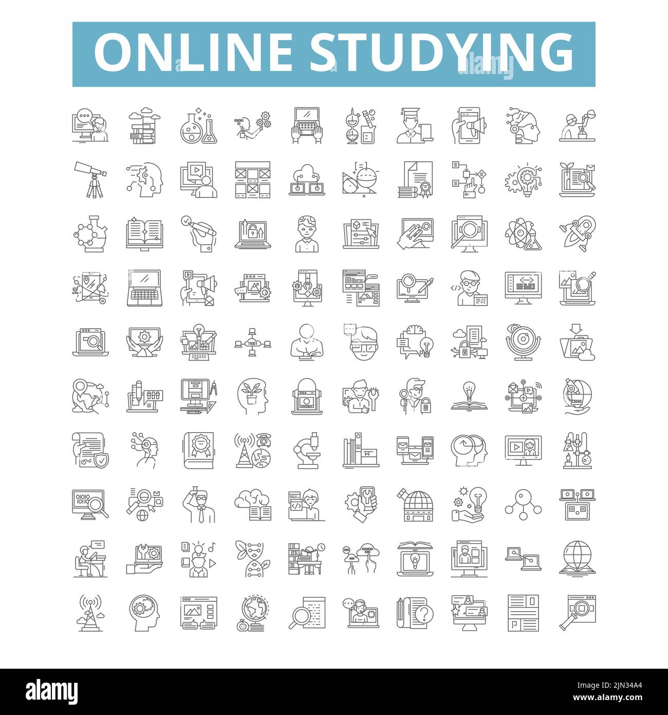 Online studying icons, line symbols, web signs, vector set, isolated illustration Stock Vector ...