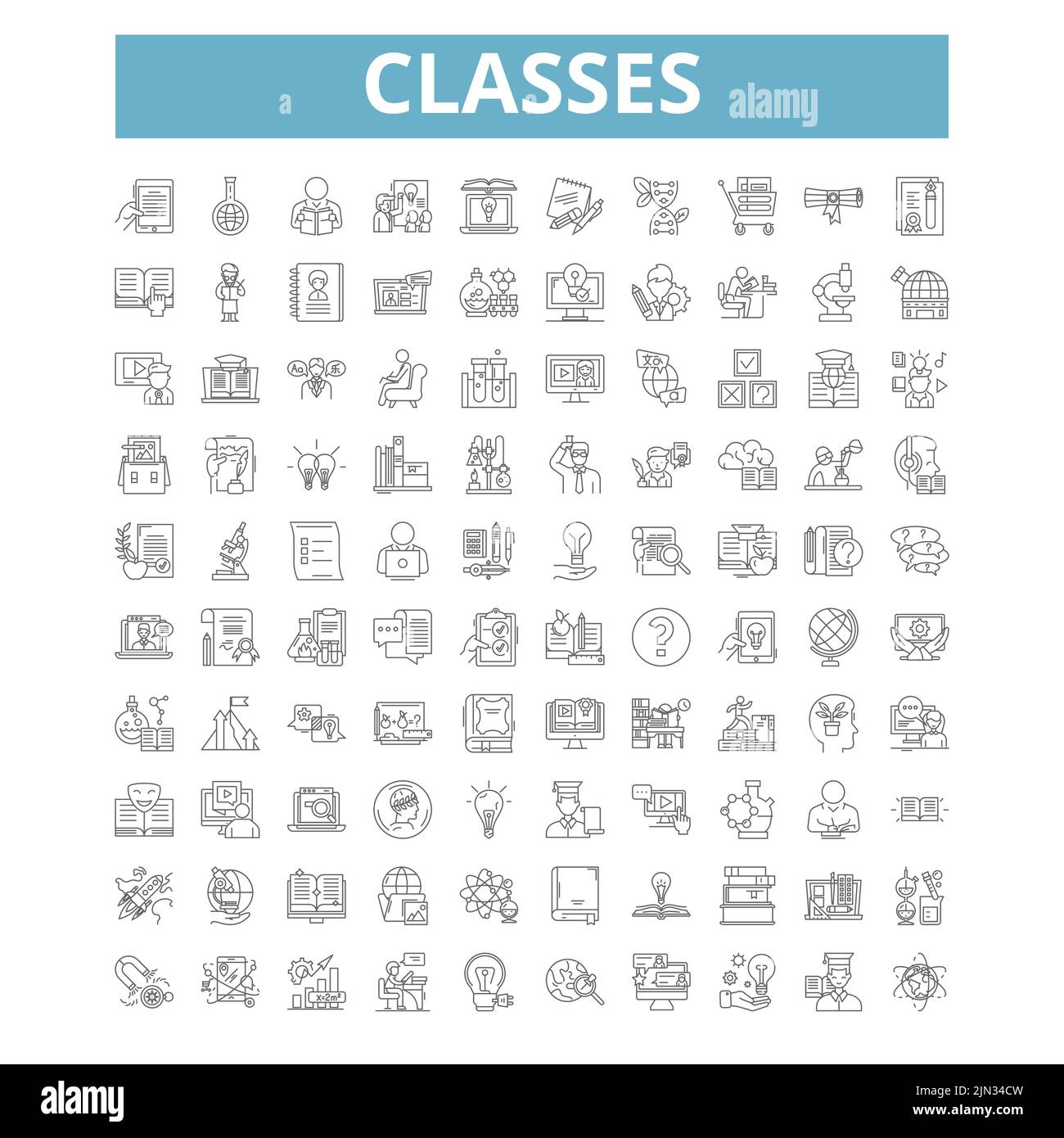 Classes icons, line symbols, web signs, vector set, isolated ...