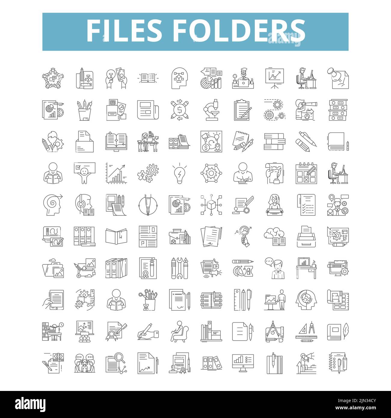 Files folders icons, line symbols, web signs, vector set, isolated illustration Stock Vector ...