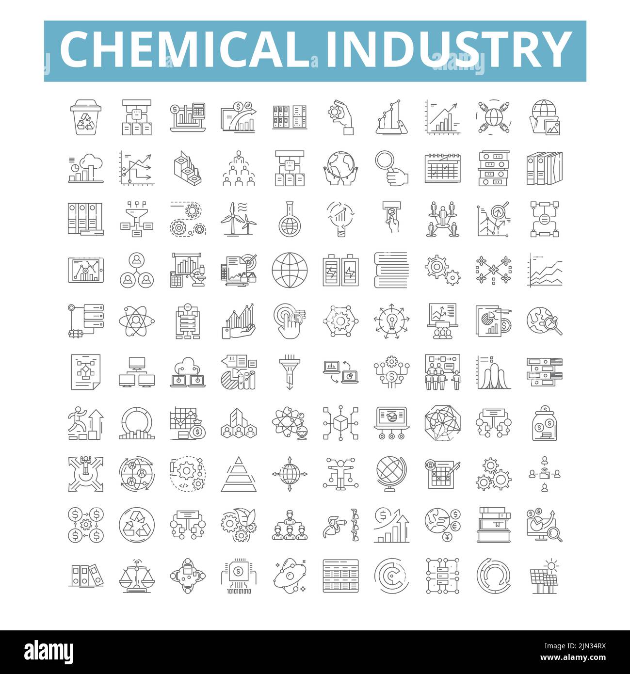 Chemical industry icons, line symbols, web signs, vector set, isolated ...