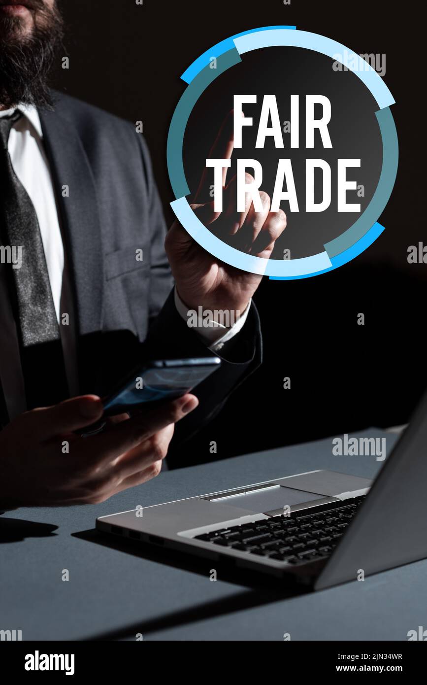 Writing displaying text Fair Trade, Business approach Small increase by ...