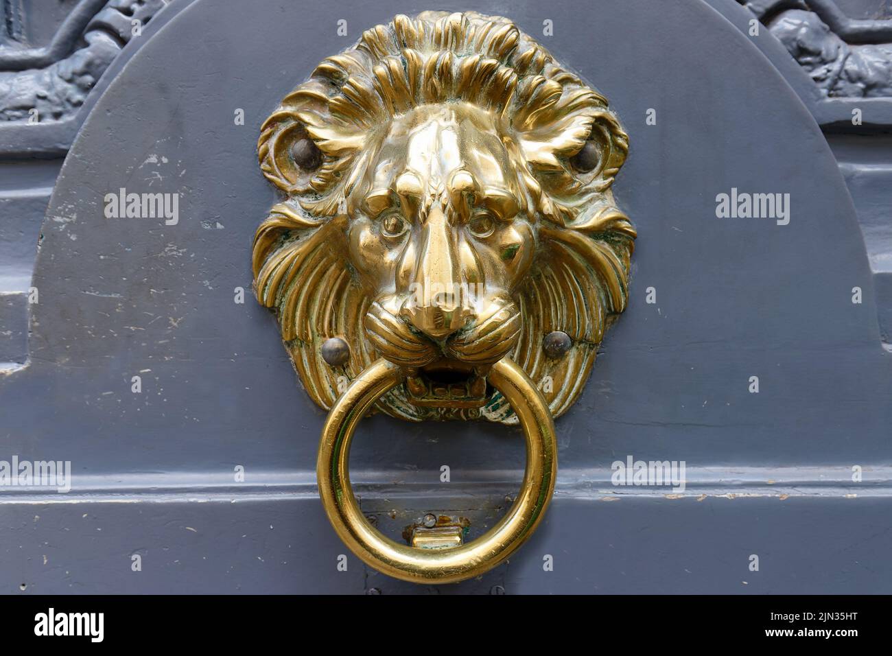 European Vintage old metal wrought iron door knocker. Design detail ...