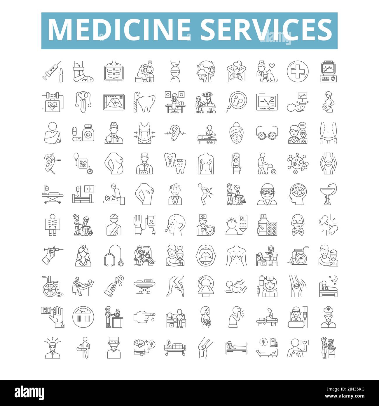 Medicine services icons, line symbols, web signs, vector set, isolated ...