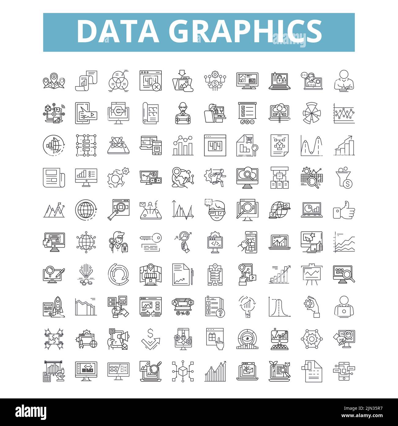 Data graphics icons, line symbols, web signs, vector set, isolated illustration Stock Vector ...