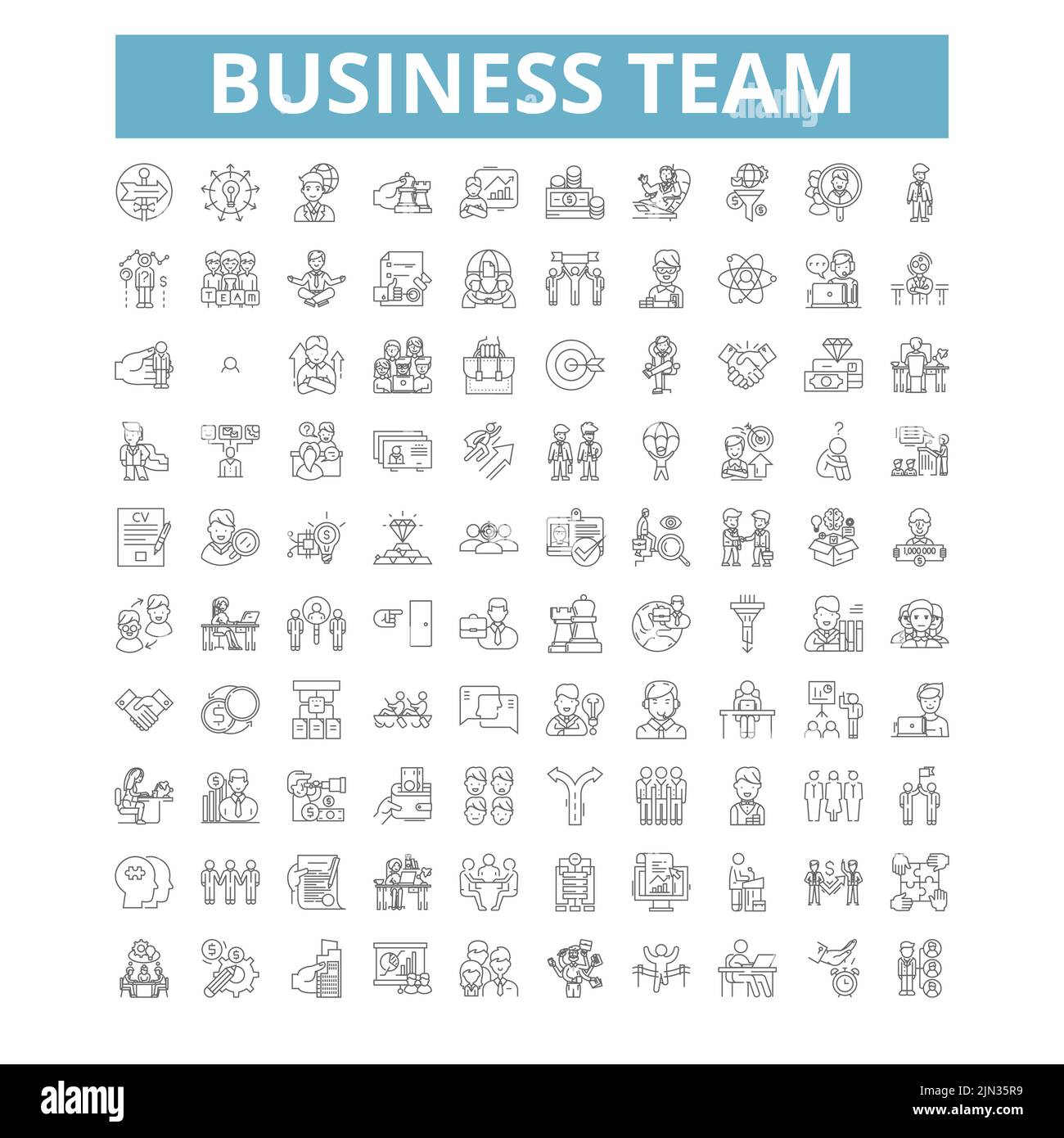Business team icons, line symbols, web signs, vector set, isolated illustration Stock Vector ...