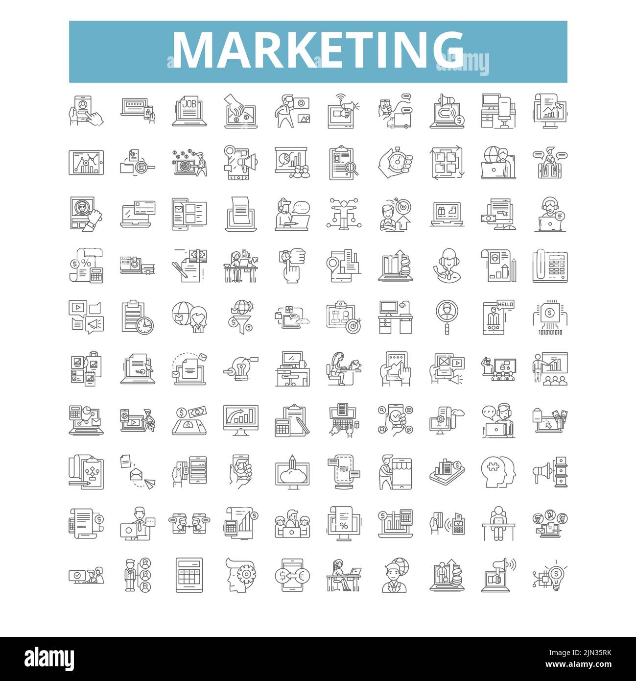 Marketing concept icons, line symbols, web signs, vector set, isolated ... Marketing concept icons, line symbols, web signs, vector set, isolated ...
