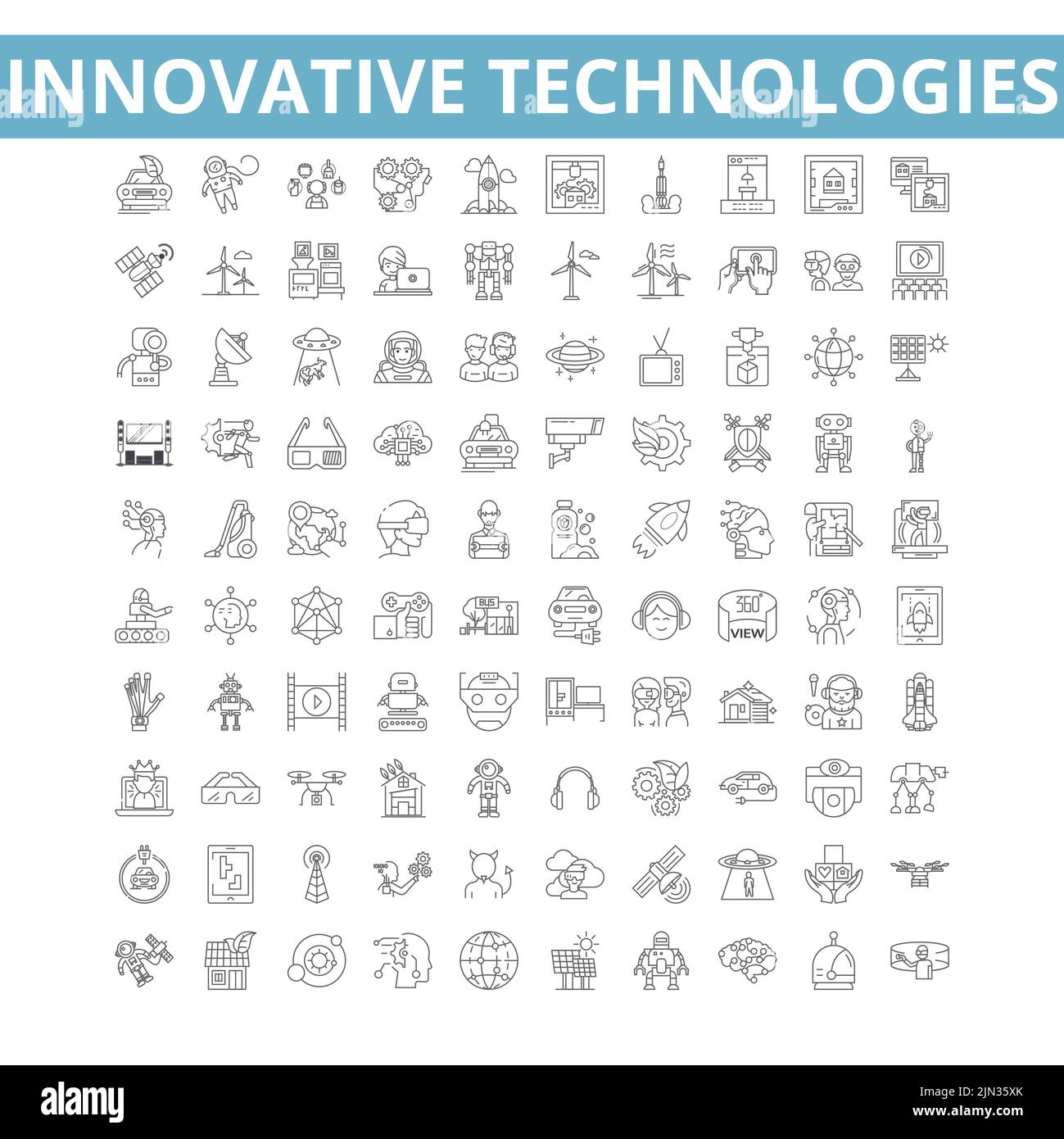 Innovative technologies icons, line symbols, web signs, vector set, isolated illustration Stock ...
