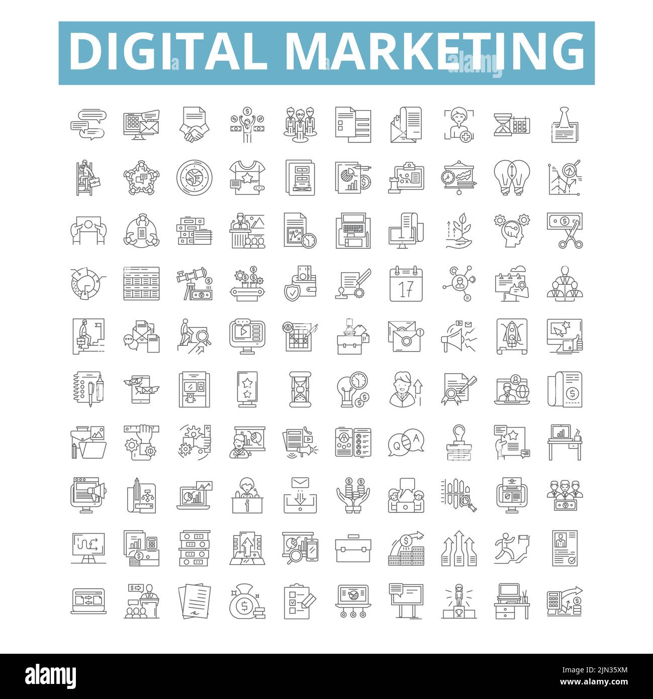 Digital marketing icons, line symbols, web signs, vector set, isolated illustration Stock Vector ...