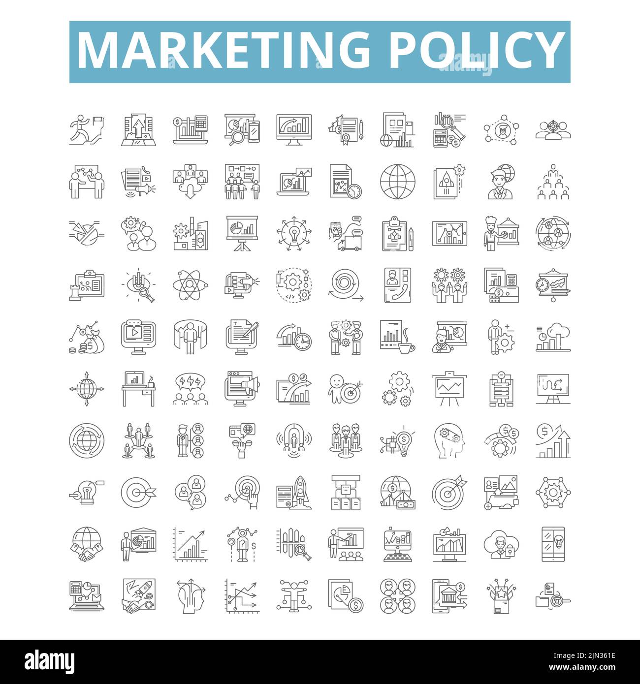 Marketing policy icons, line symbols, web signs, vector set, isolated ...
