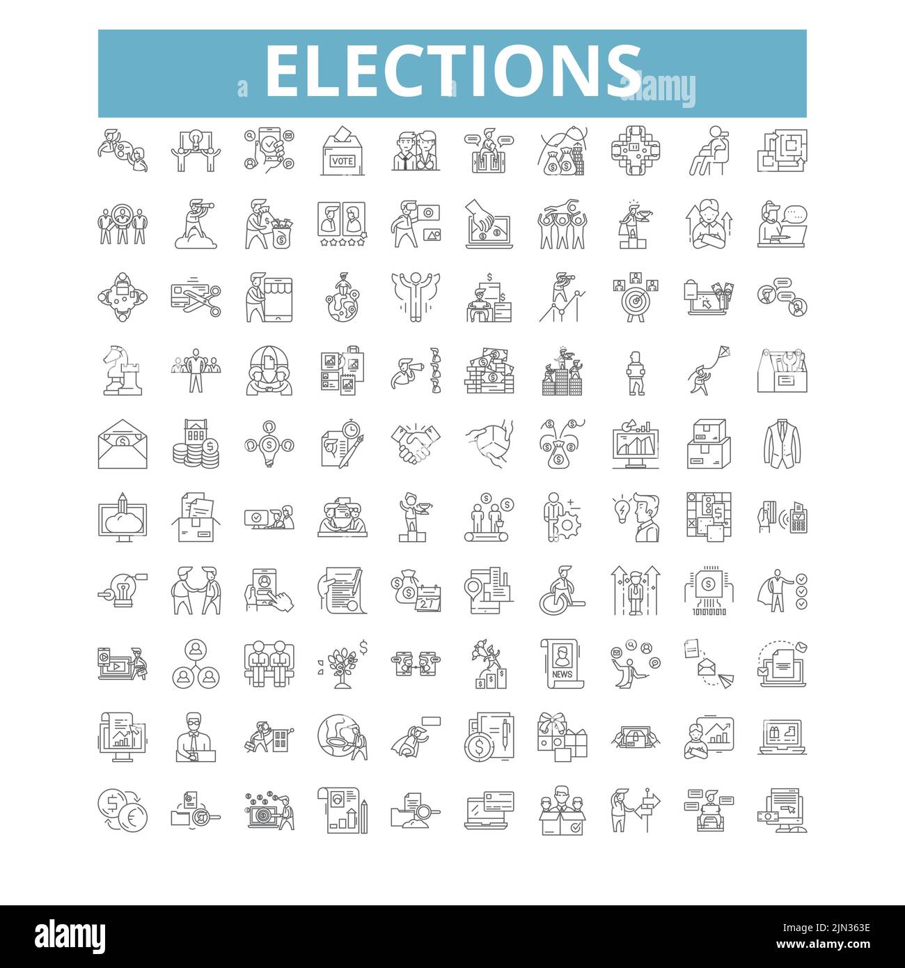 Elections icons, line symbols, web signs, vector set, isolated ...