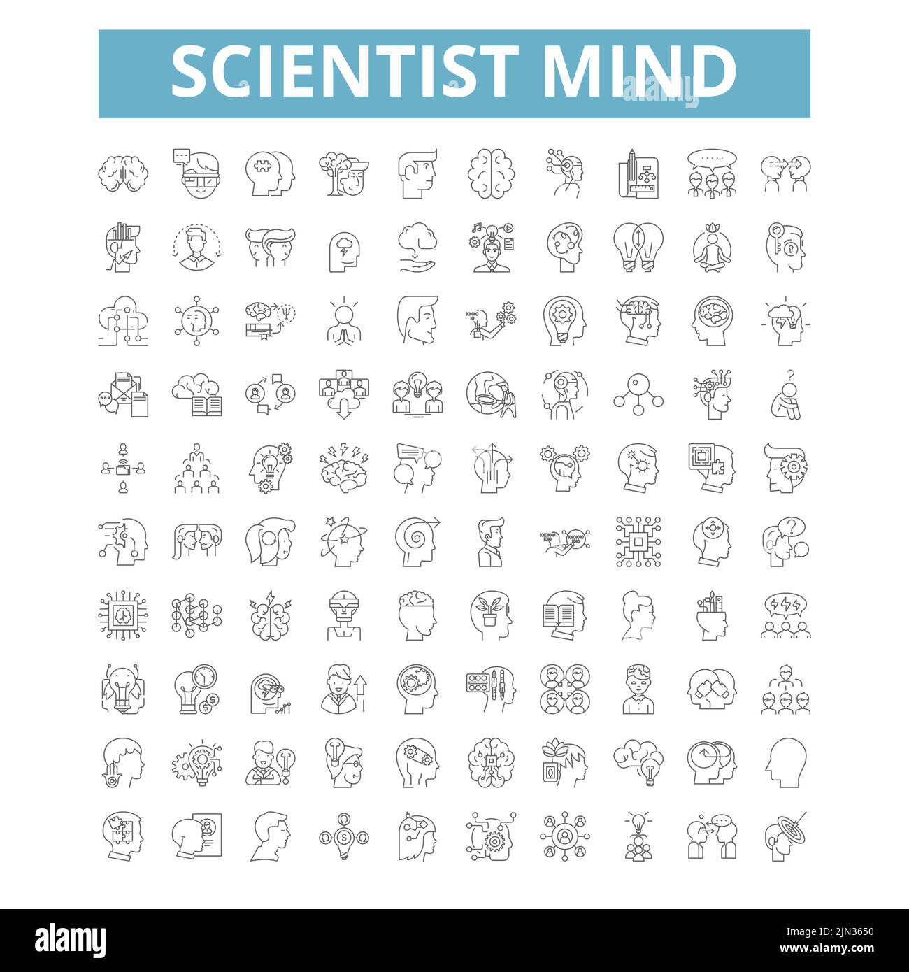 Scientist mind icons, line symbols, web signs, vector set, isolated ...