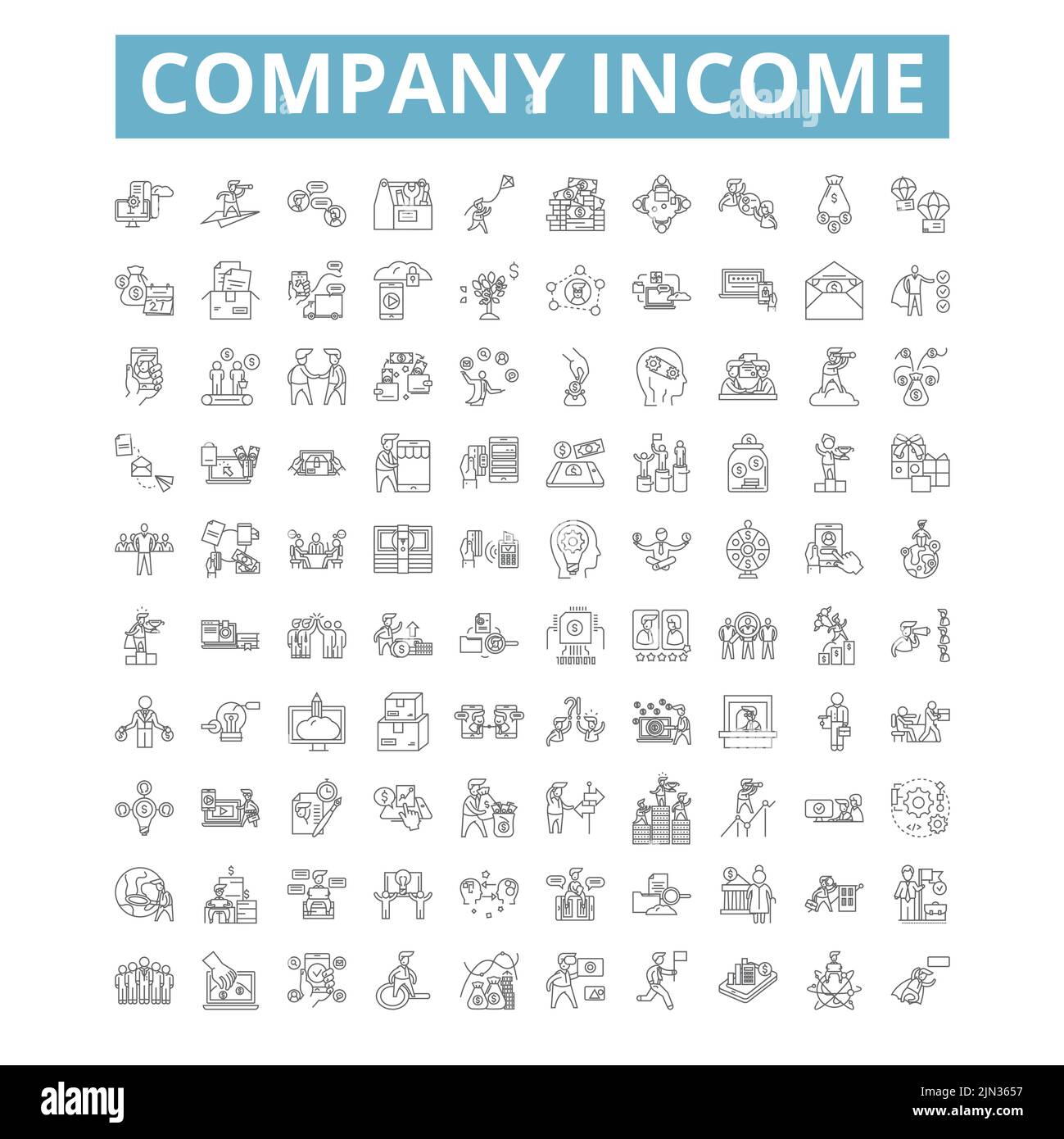 Company income icons, line symbols, web signs, vector set, isolated ...