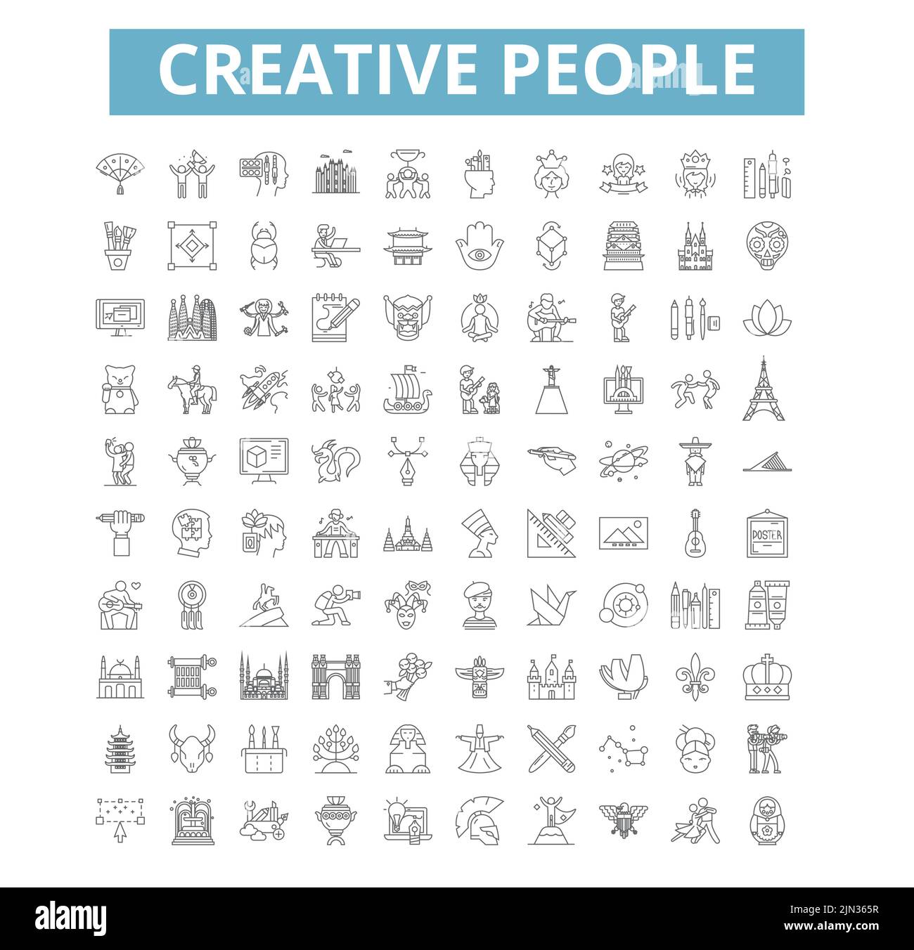 Creative people icons, line symbols, web signs, vector set, isolated illustration Stock Vector ...