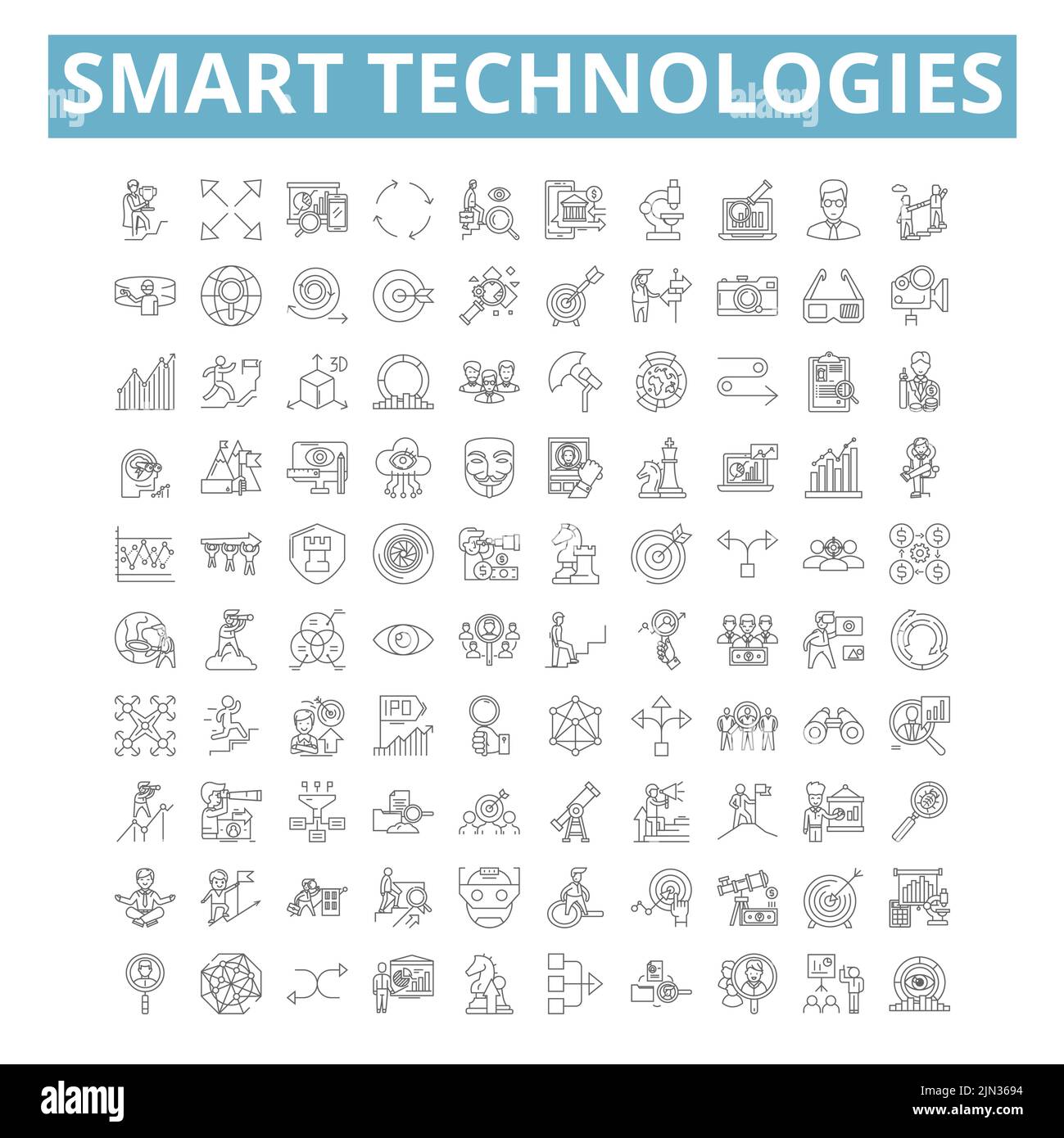 Smart technologies icons, line symbols, web signs, vector set, isolated ...