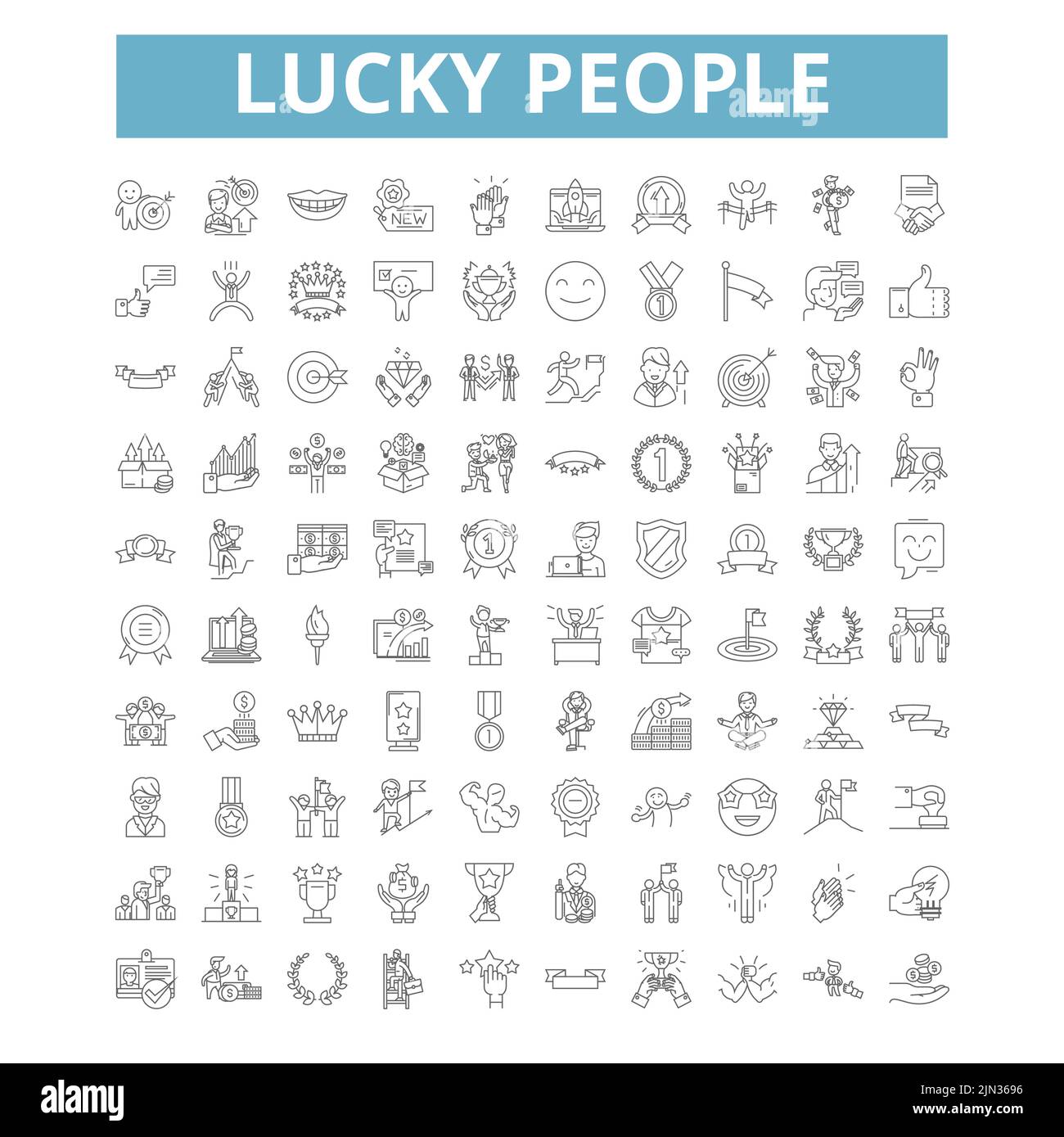 Lucky people icons, line symbols, web signs, vector set, isolated ...