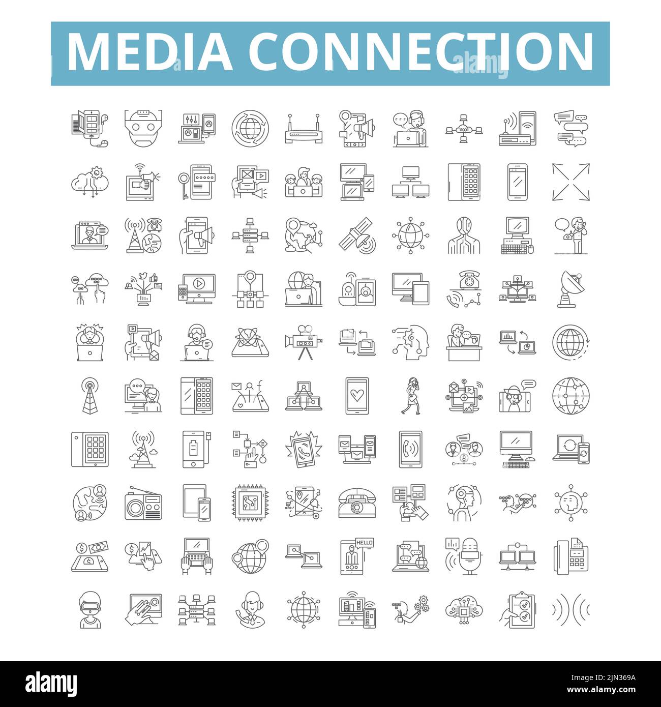 Media connection icons, line symbols, web signs, vector set, isolated illustration Stock Vector ...