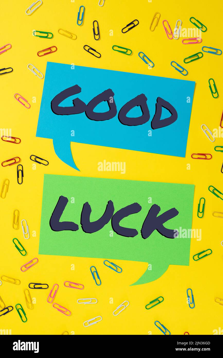 Text showing inspiration Good Luck. Word Written on A positive fortune ... Text showing inspiration Good Luck. Word Written on A positive fortune ...