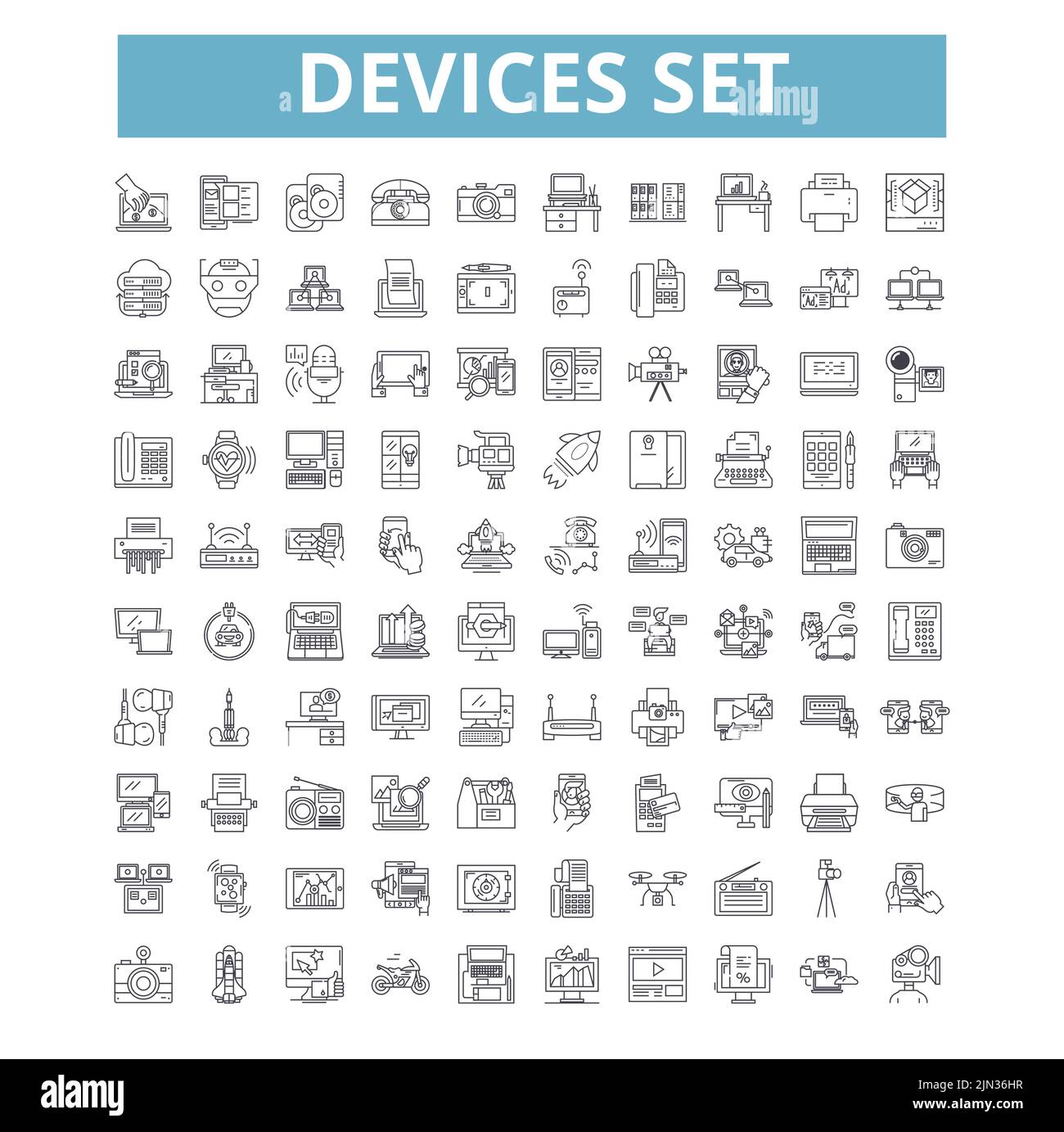 Devices set icons, line symbols, web signs, vector set, isolated illustration Stock Vector Image ...