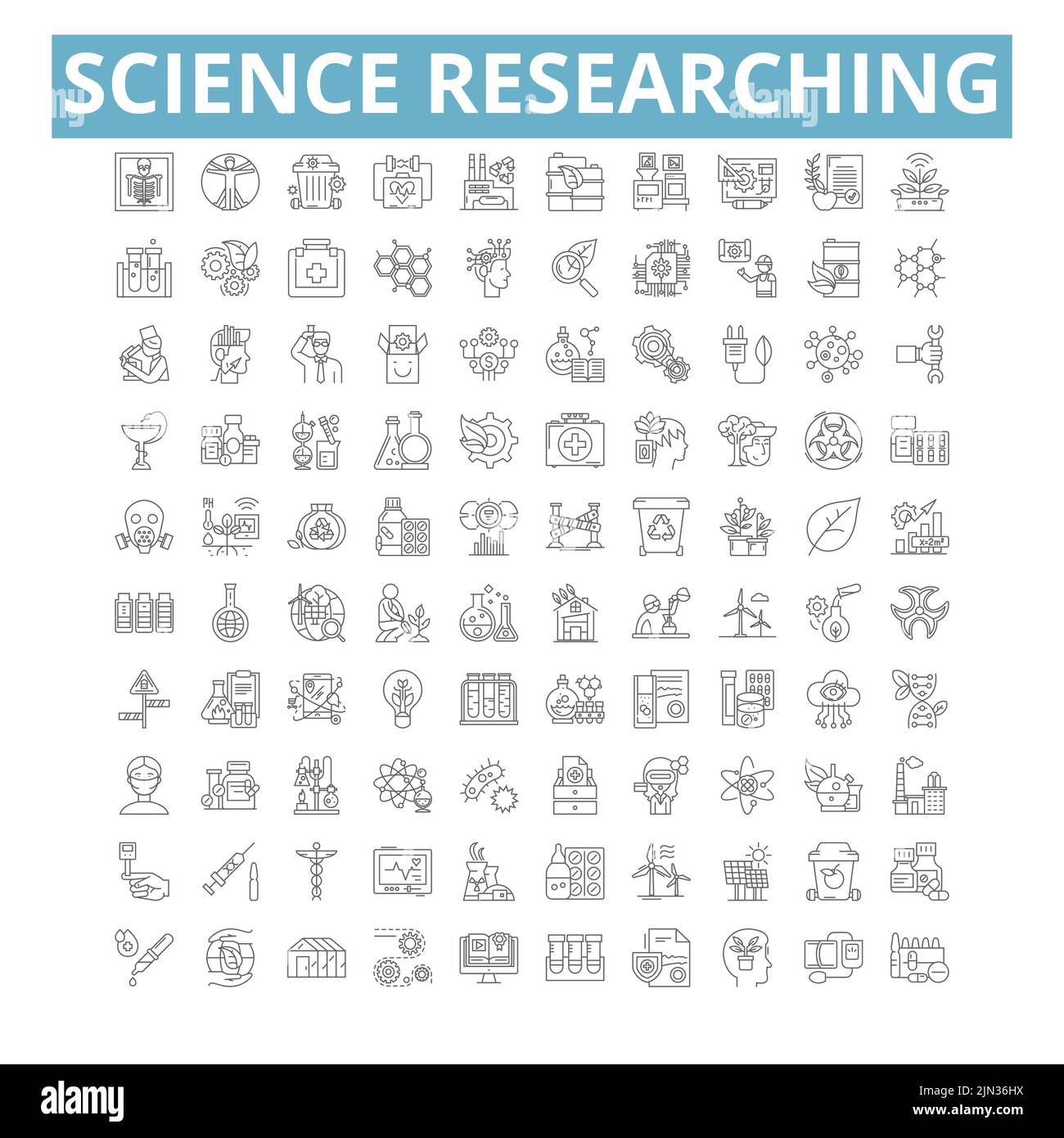 Science researching icons, line symbols, web signs, vector set ... Science researching icons, line symbols, web signs, vector set ...