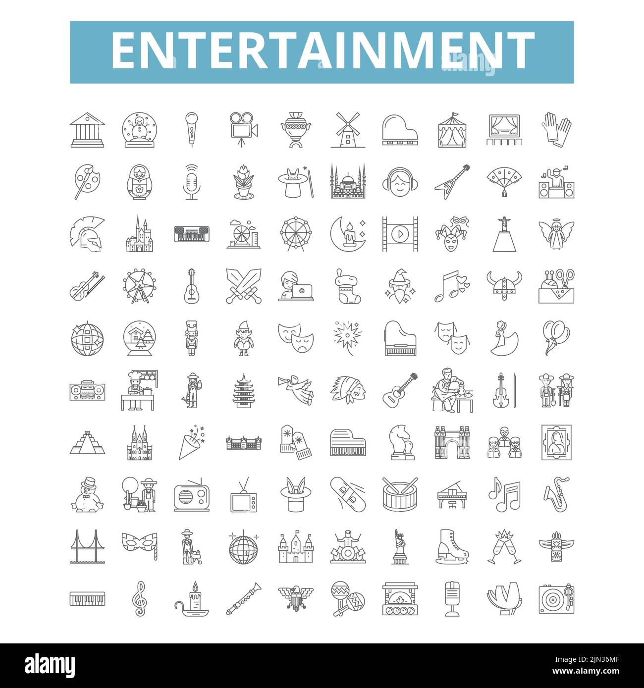 Entertainment icons, line symbols, web signs, vector set, isolated illustration Stock Vector ...