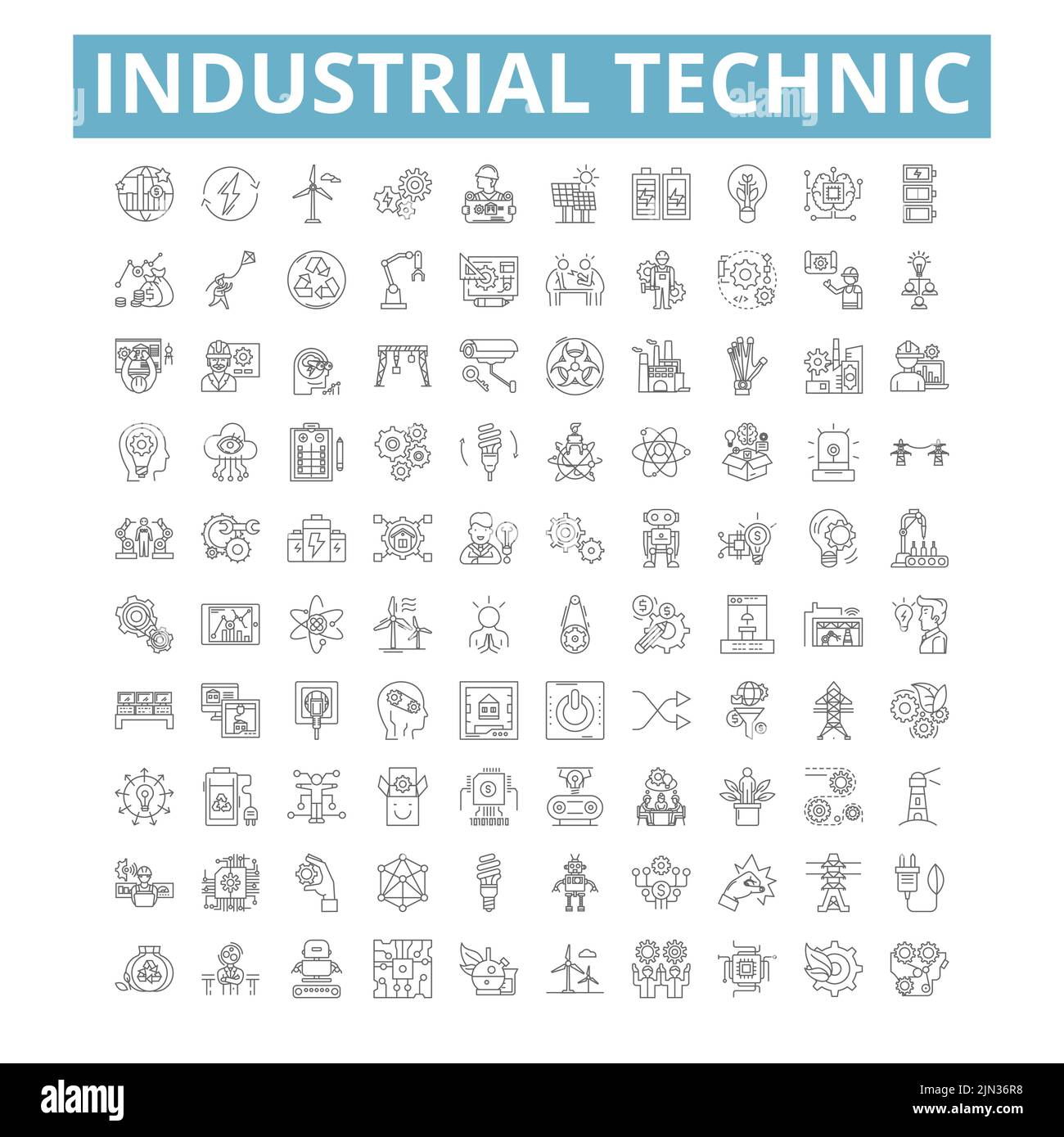 Industrial technic icons, line symbols, web signs, vector set, isolated ...