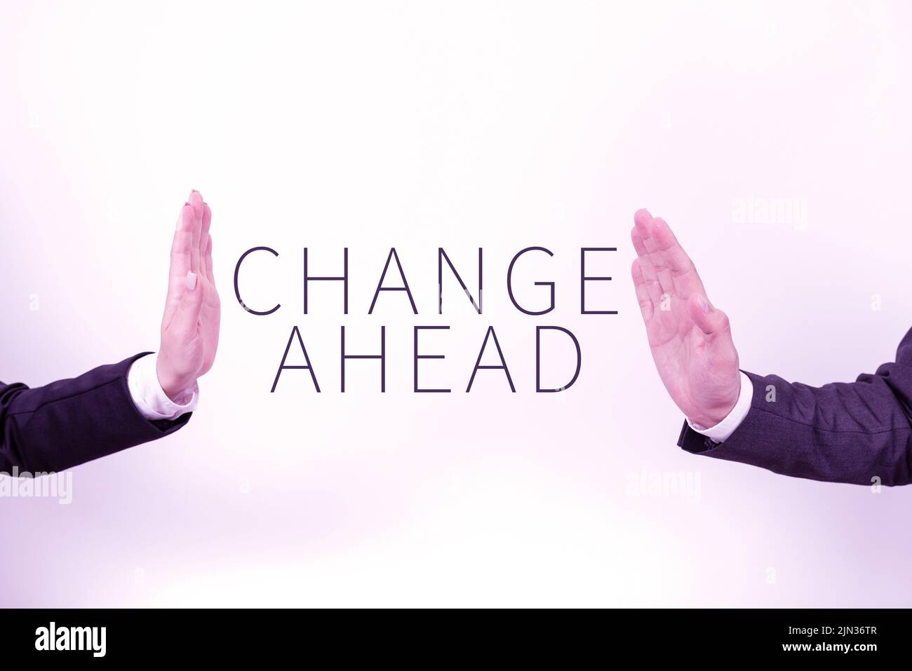 Text sign showing Change Ahead. Business overview Some alterations ...