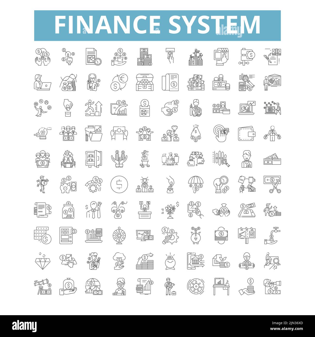Finance system icons, line symbols, web signs, vector set, isolated ...